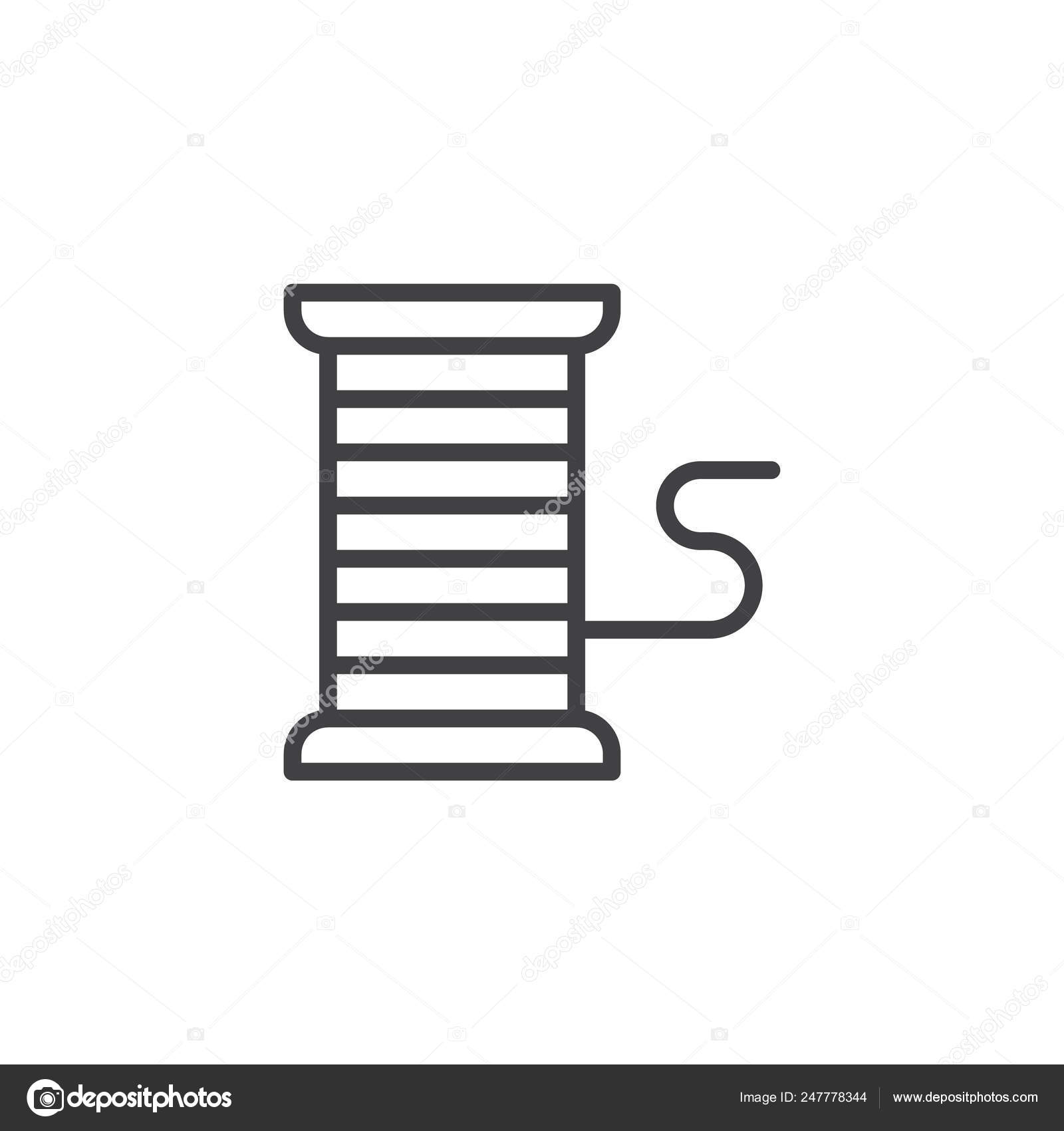 Thread Spool Outline Icon Linear Style Sign Mobile Concept Web Stock ...