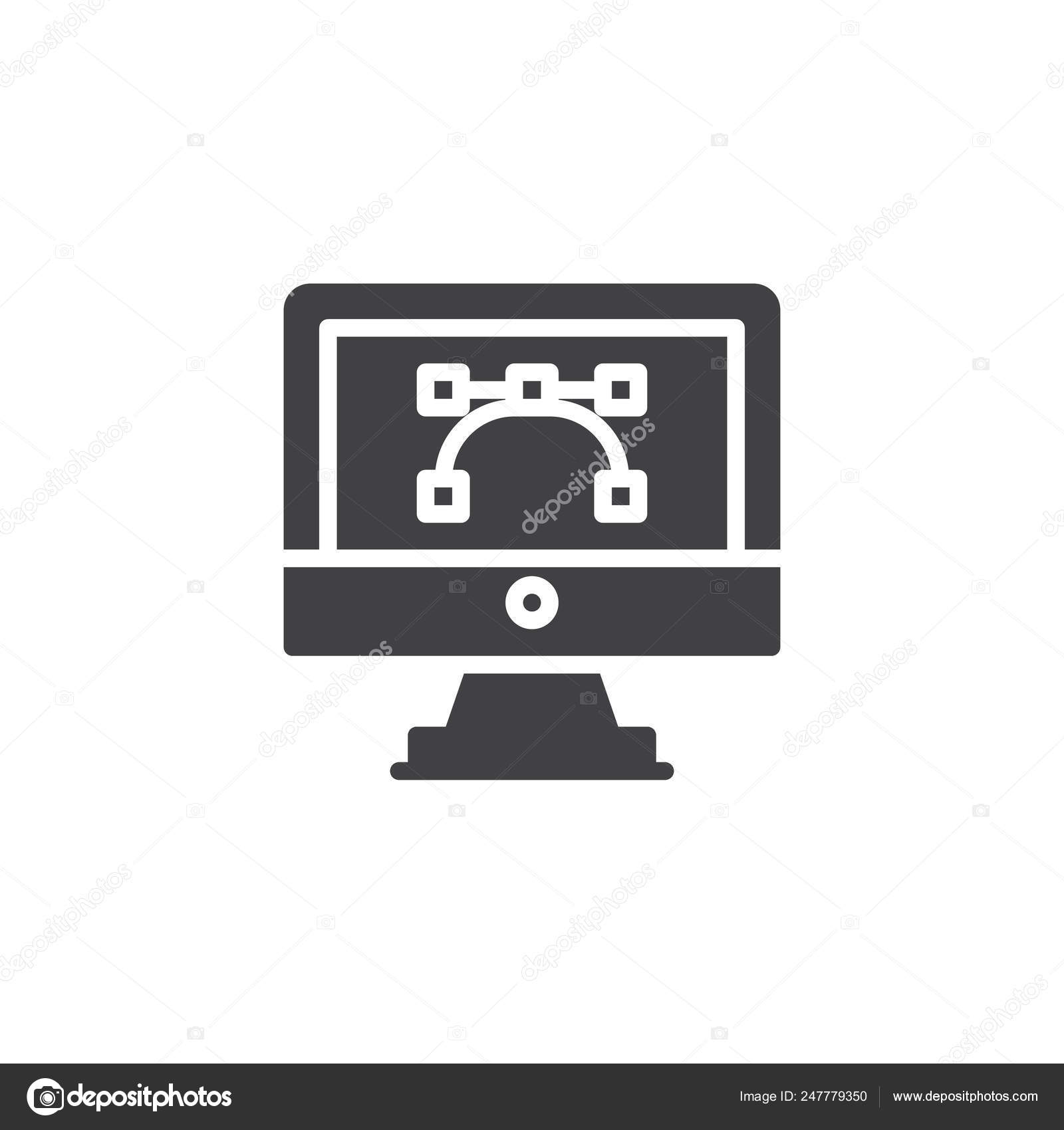 Vector Graphics Computer Monitor Screen Vector Icon Filled Flat Sign ...