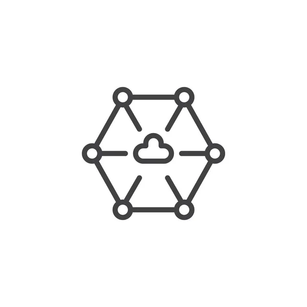 Cloud computing outline icon. linear style sign for mobile concept and web design. Network ...