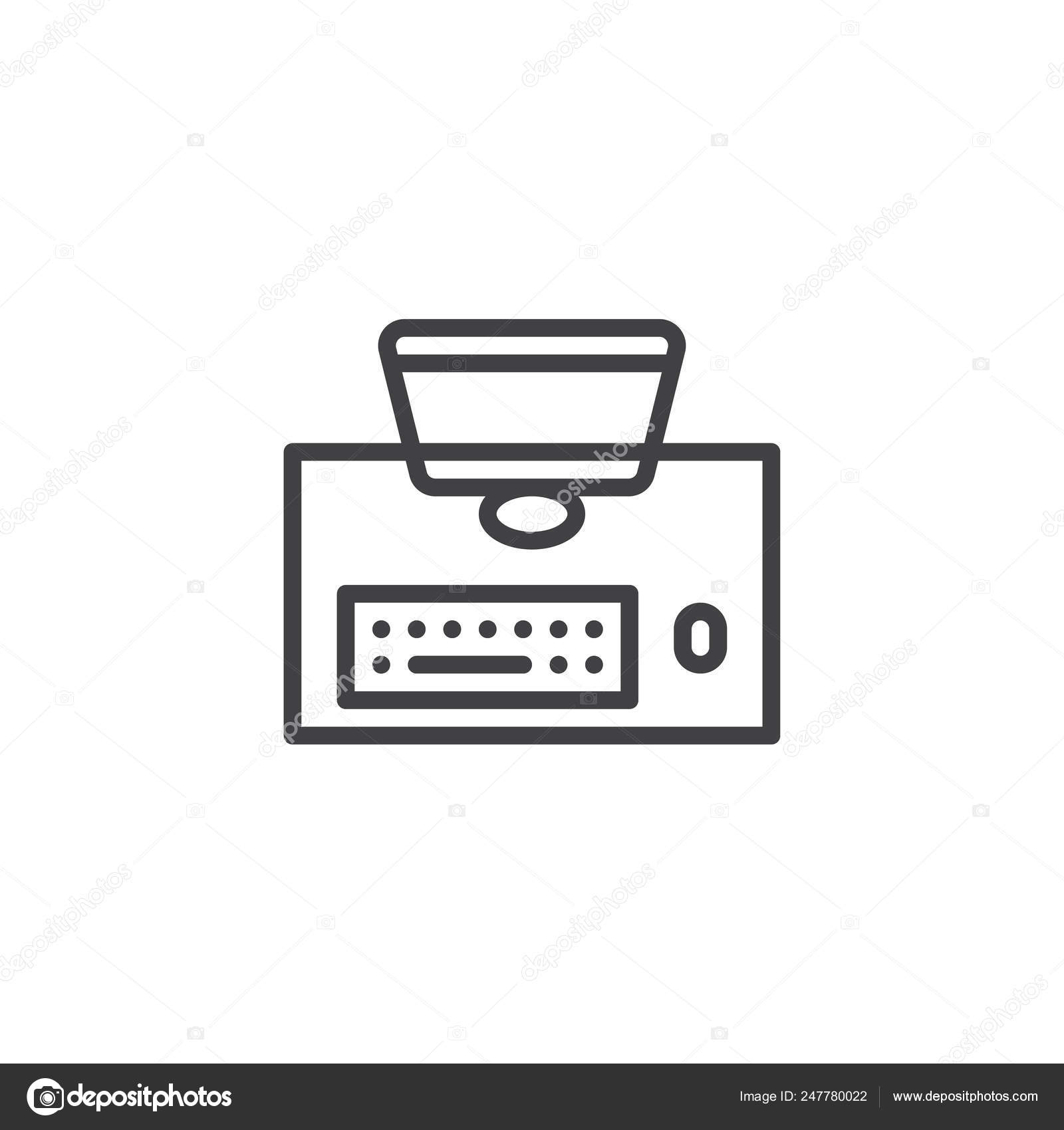 Desktop Computer Top View Outline Icon Linear Style Sign Mobile Stock ...