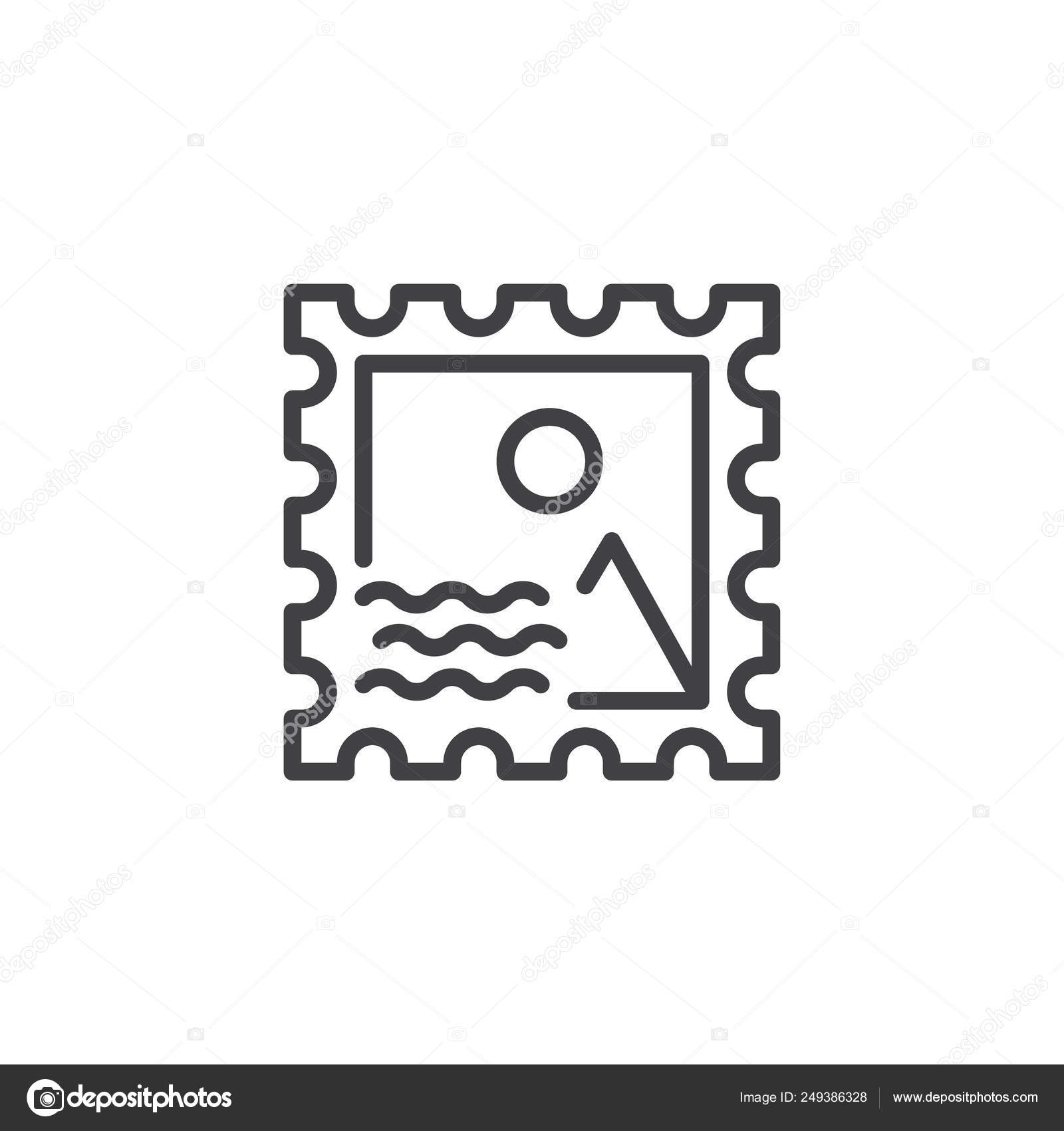 Postage Stamp outline icon Stock Vector by ©avicons 249386328