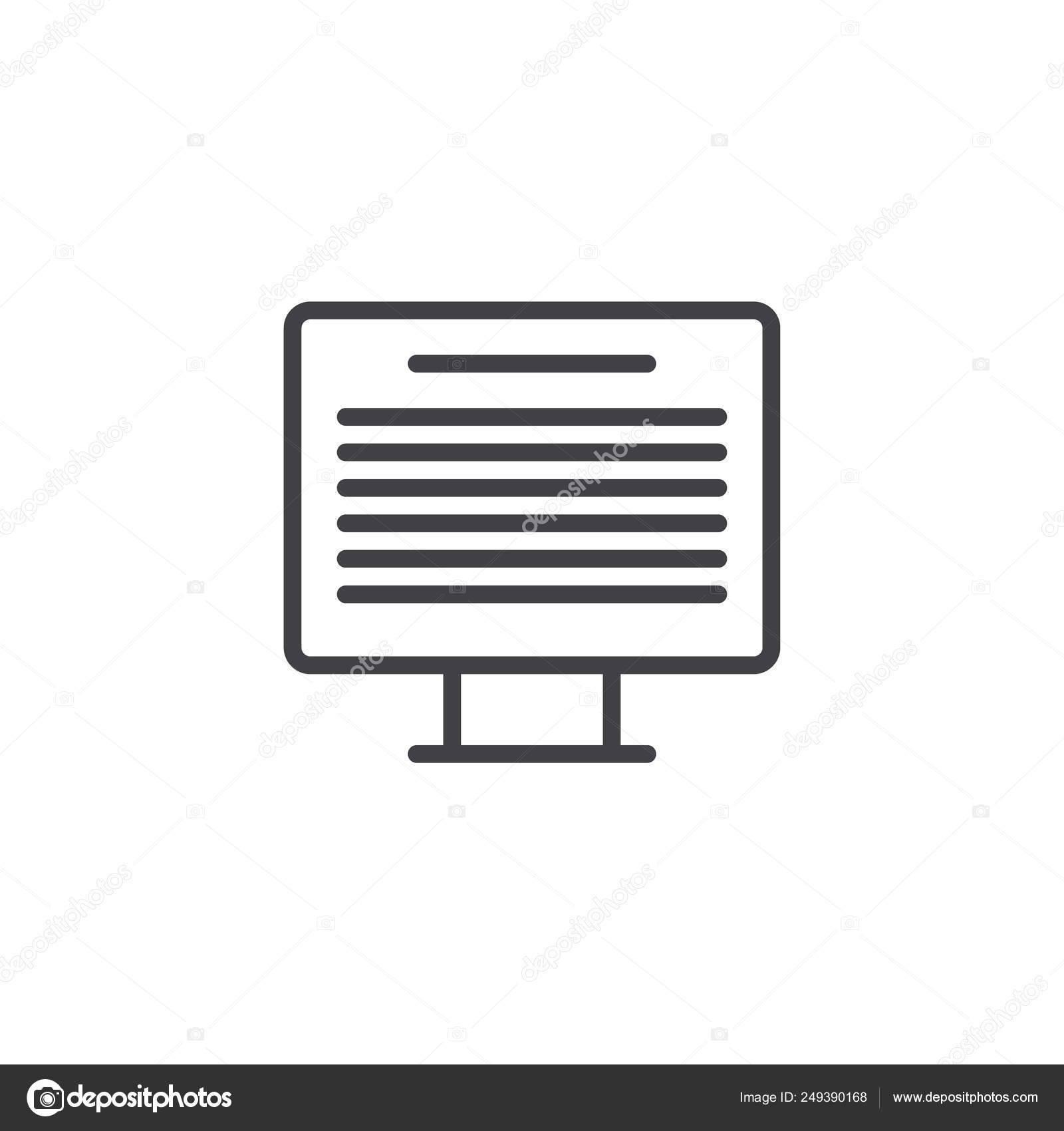 Computer monitor with text outline icon Stock Vector Image by ©avicons ...
