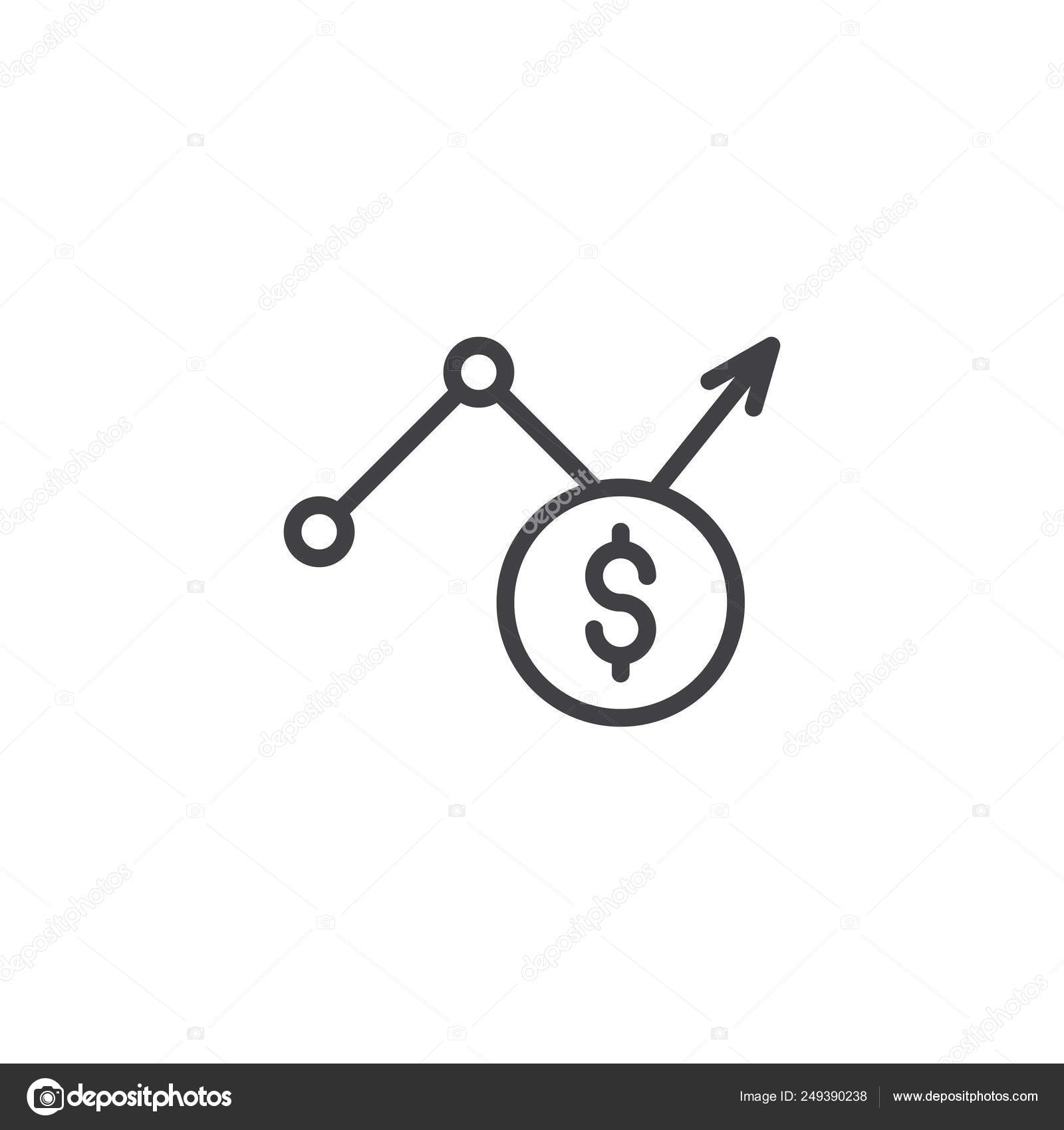 Dollar chart outline icon Stock Vector by ©avicons 249390238