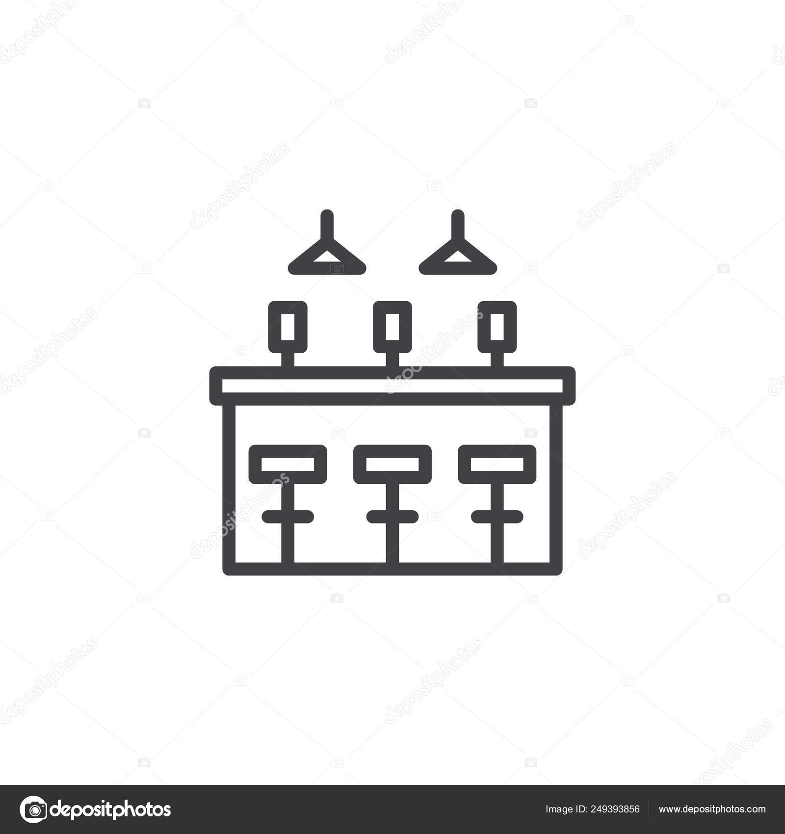 Bar, pub interior outline icon Stock Vector Image by ©avicons #249393856
