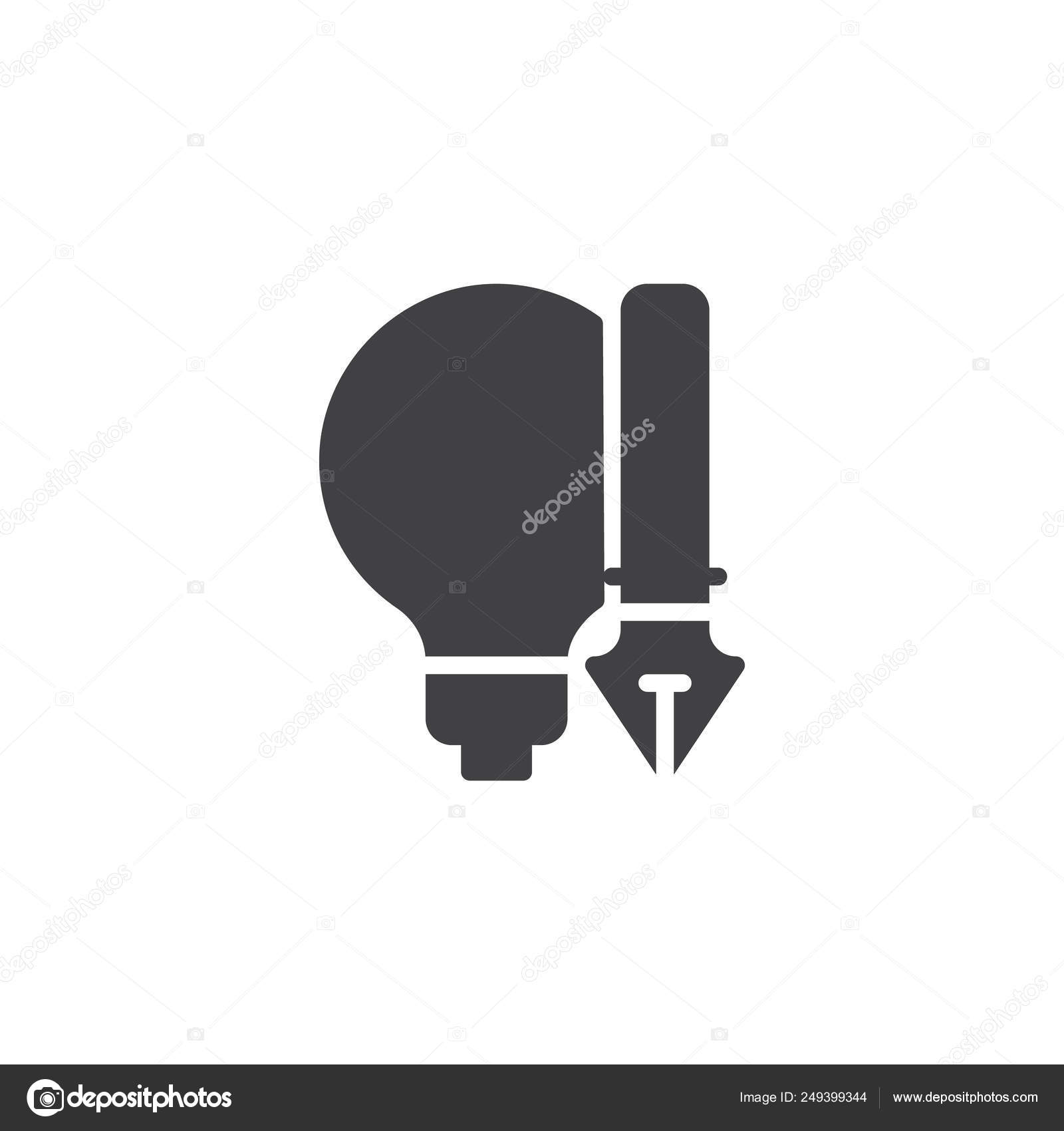Lightbulb and fountain pen vector icon Stock Vector Image by ©avicons ...