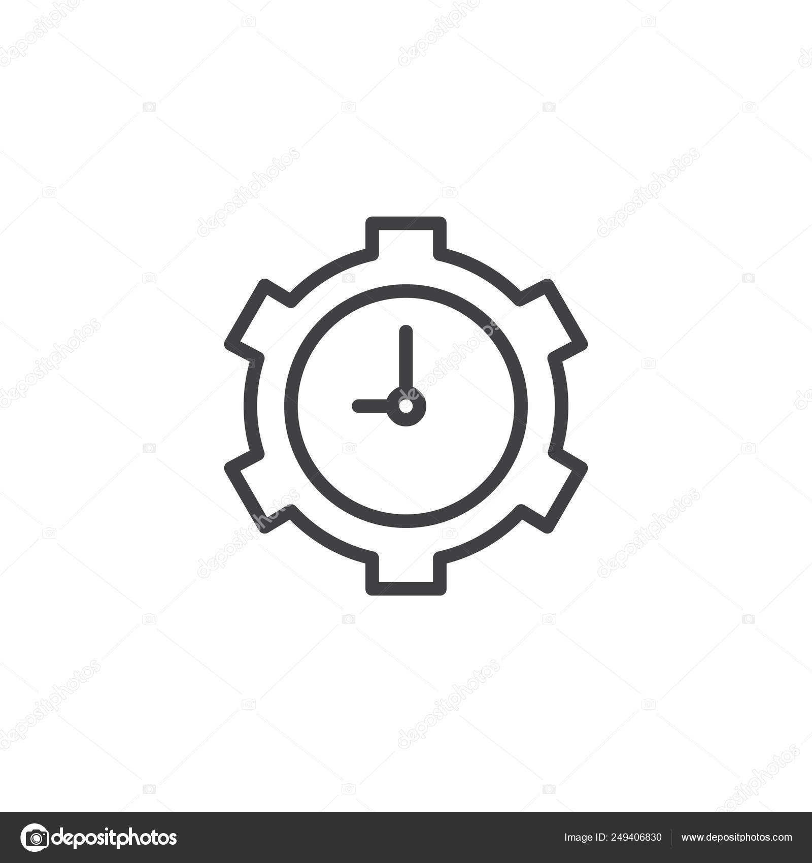 Clock in gear outline icon Stock Vector by ©avicons 249406830