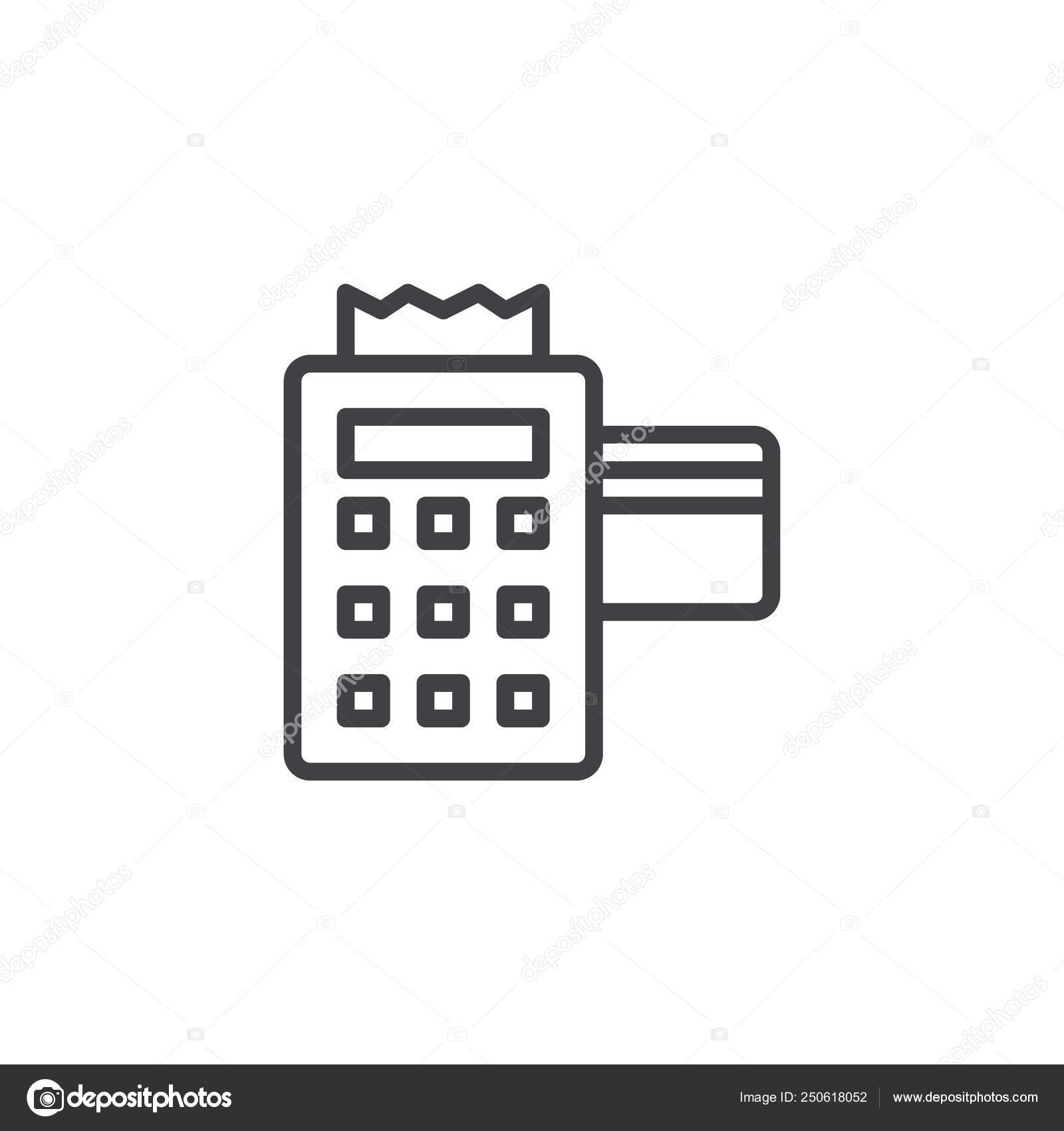 Pos Terminal Inserted Credit Card Outline Icon Linear Style Sign Stock ...