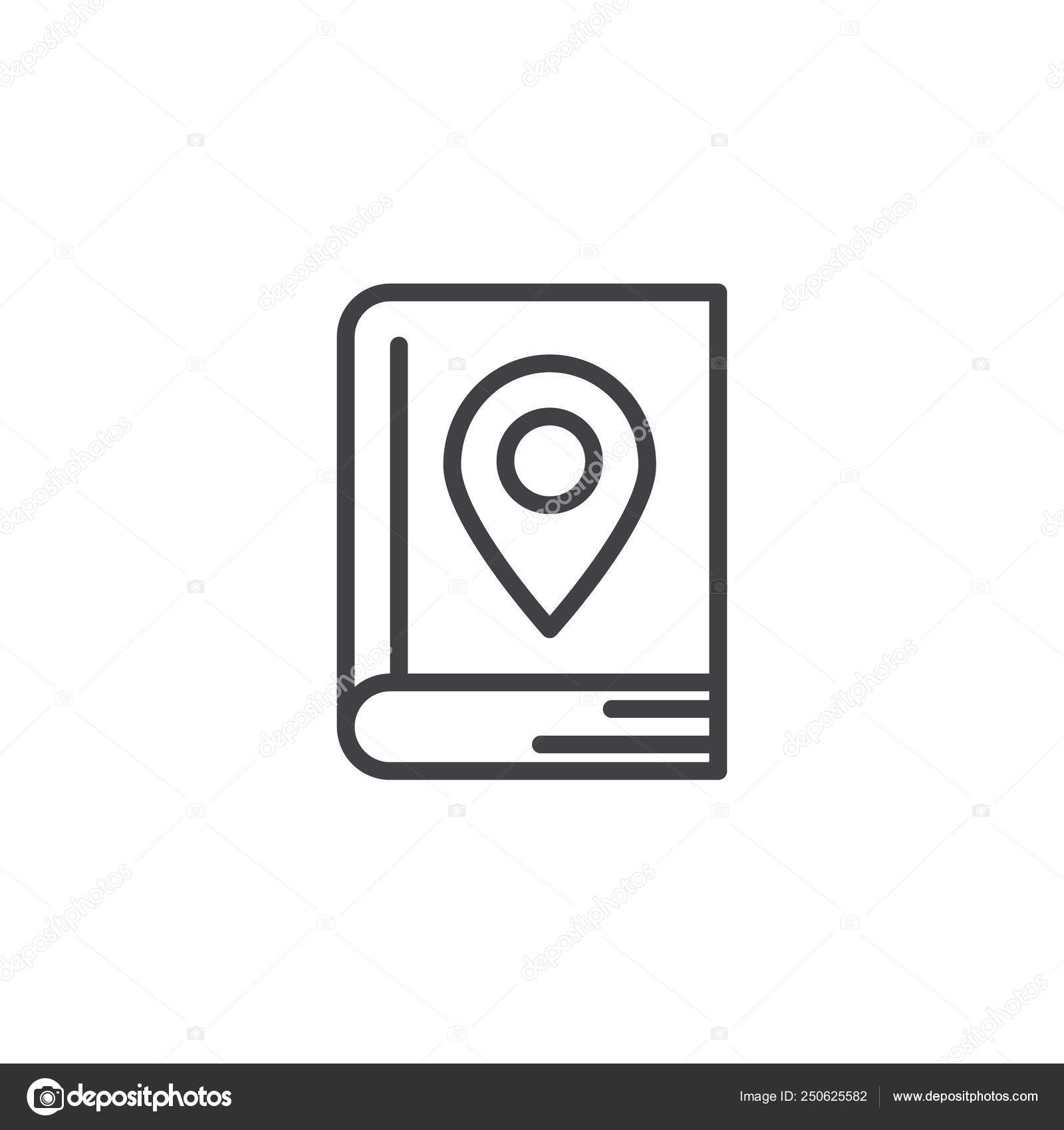 Map Guide Book Outline Icon Linear Style Sign Mobile Concept Stock ...