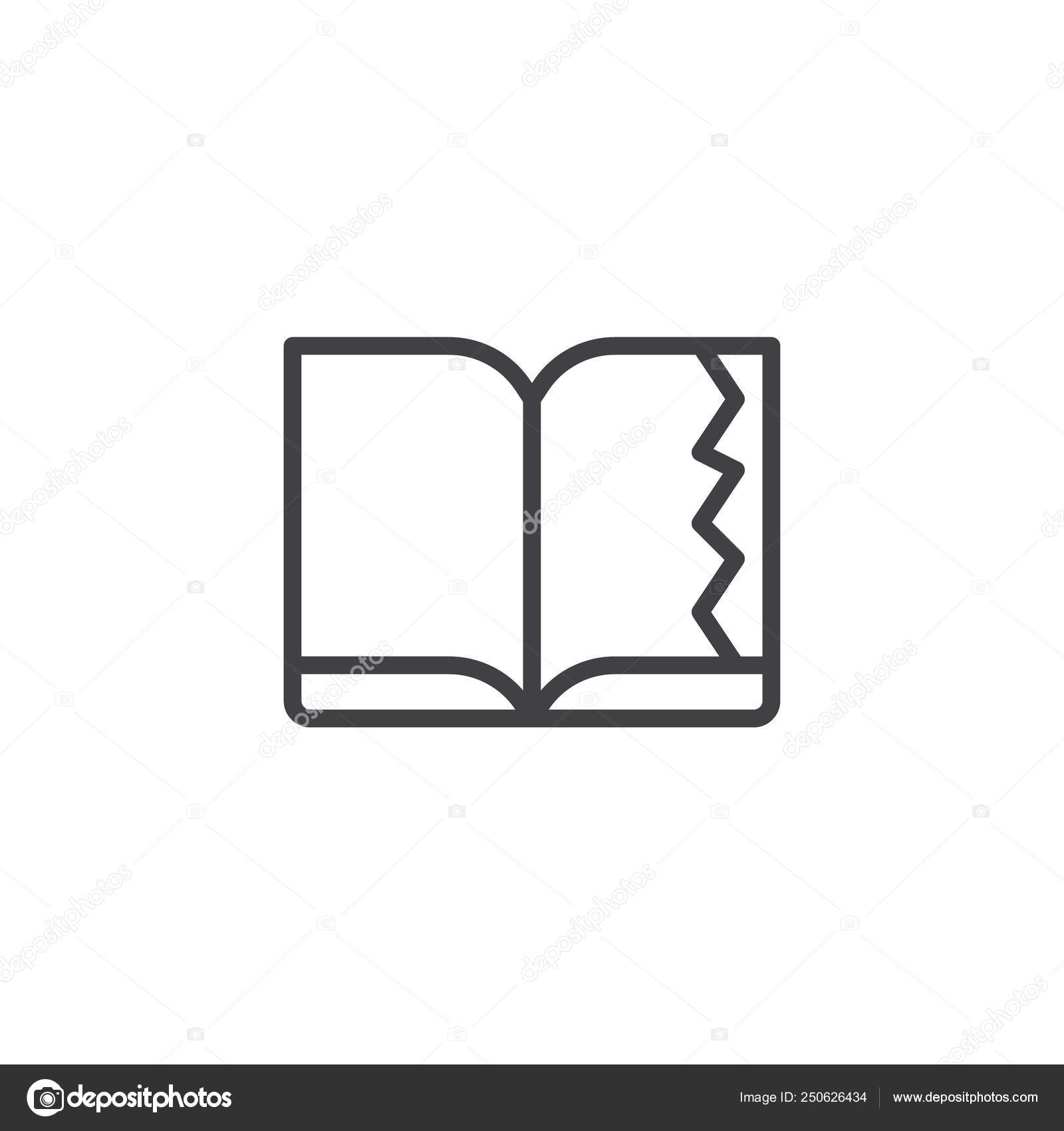 Open book with a torn page outline icon Stock Vector Image by ©avicons ...