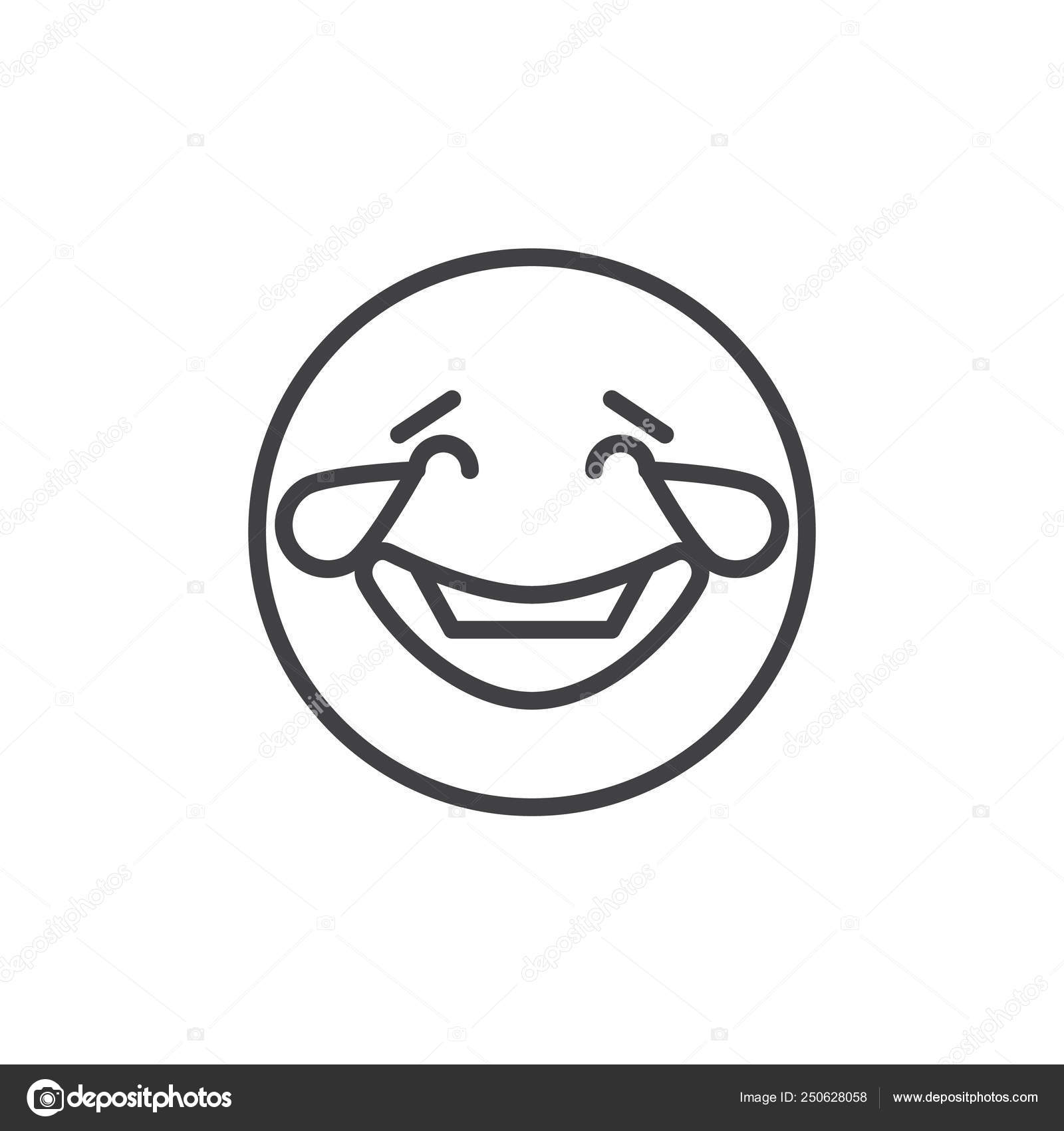 Laughing Emoticon With Tears Of Joy Outline Icon Stock Vector Image By ©avicons 250628058