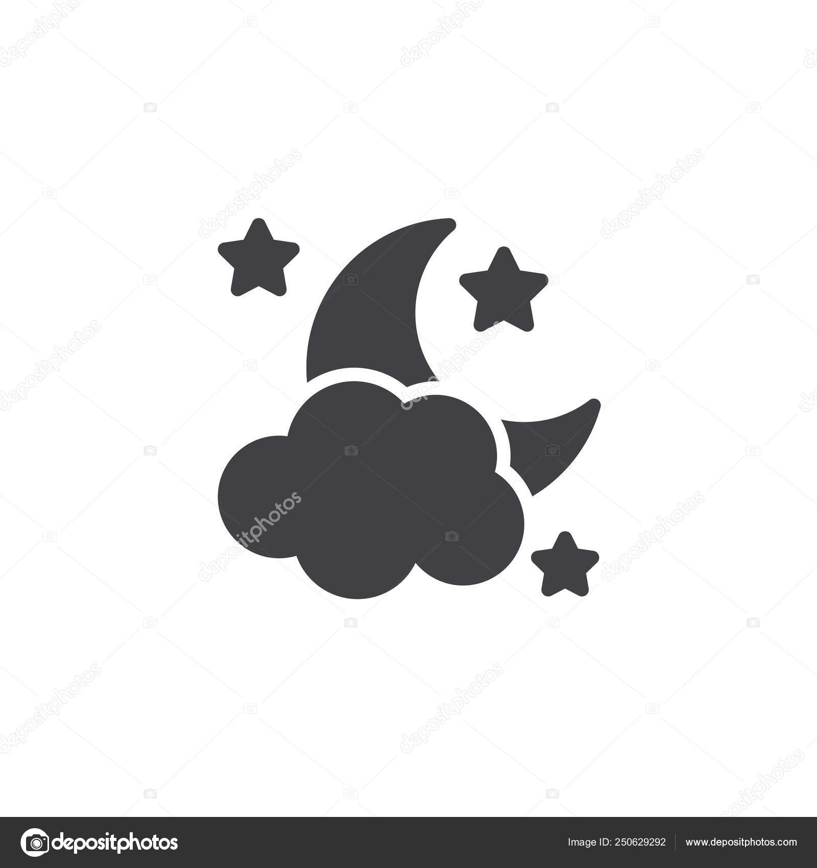 Clouds Moon Stars Vector Icon Filled Flat Sign Mobile Concept Stock ...