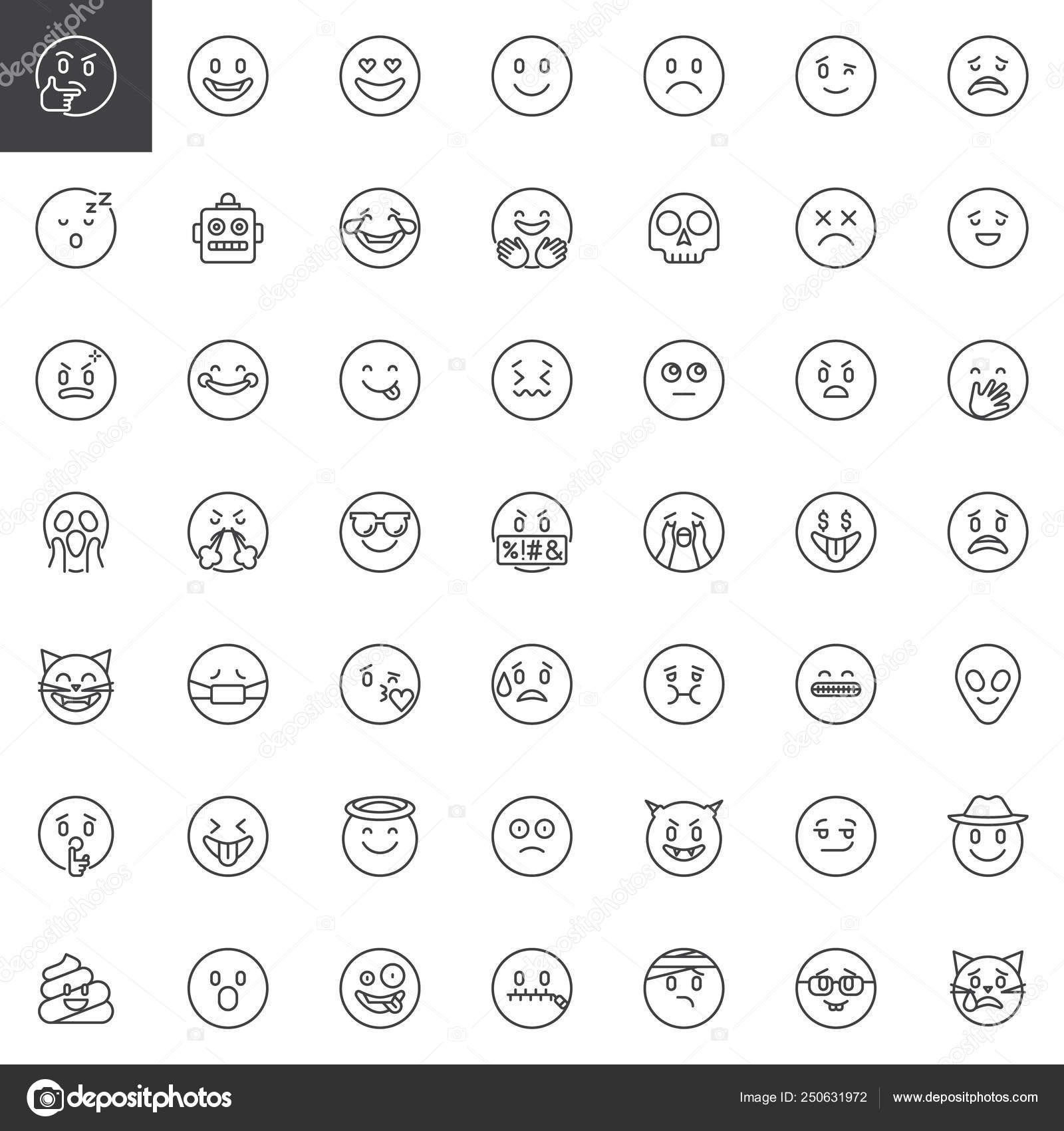 Emoji outline icons set Stock Vector Image by ©avicons #250631972