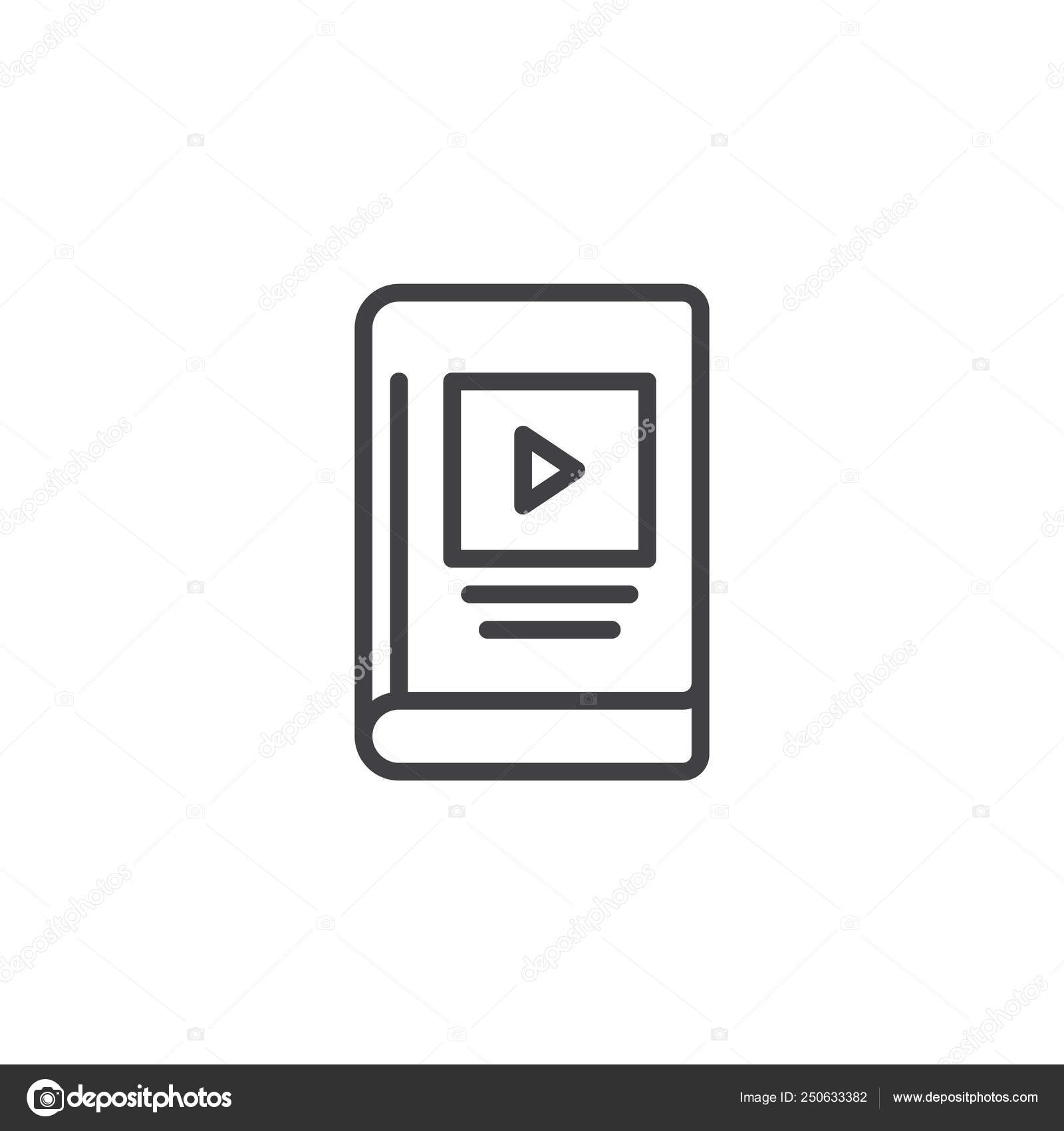 Book with play button outline icon Stock Vector Image by ©avicons ...