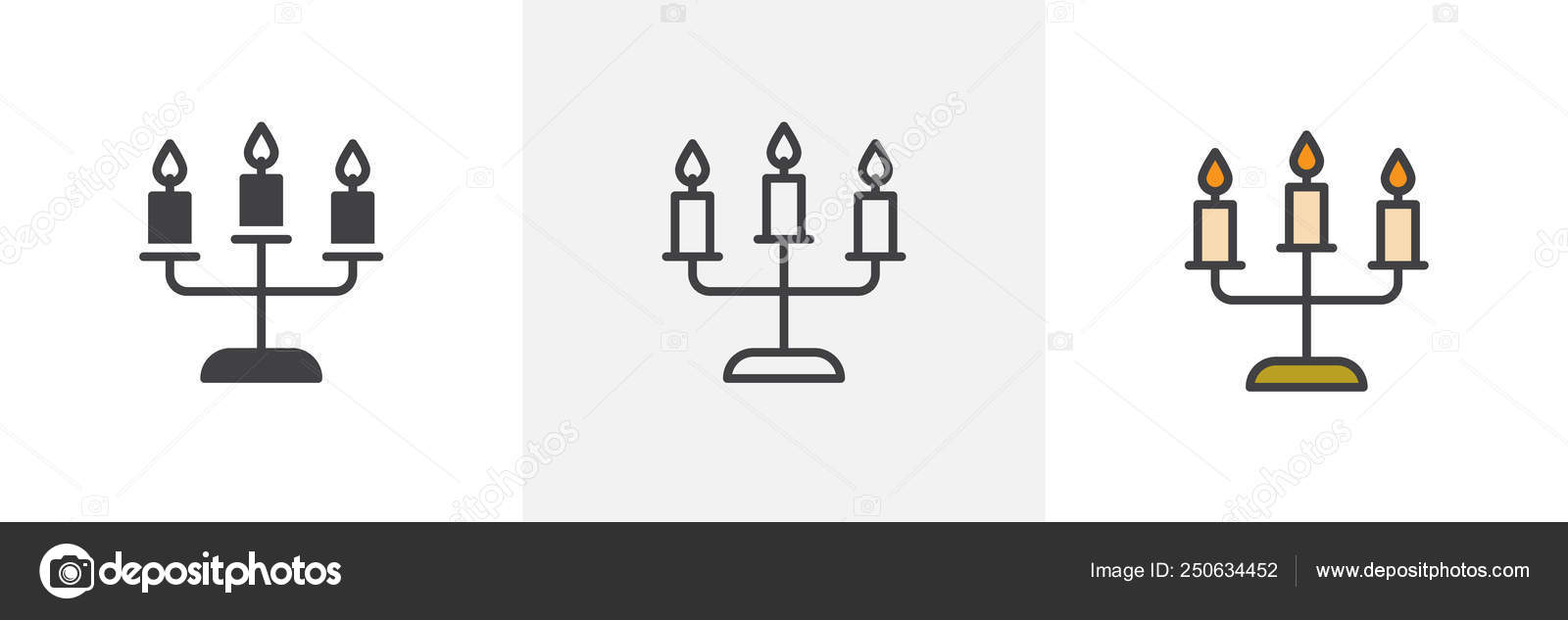 Candelabra Candles Icon Line Solid Filled Outline Colorful Version ...