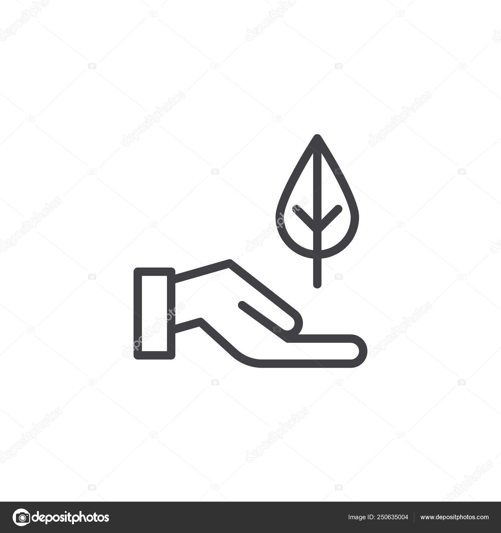 Hand and leaf outline icon Stock Vector Image by ©avicons #250635004