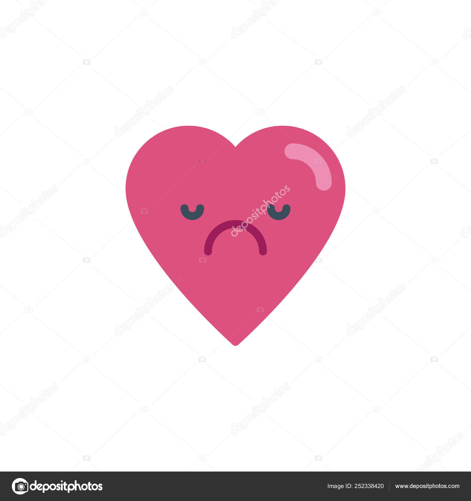 Sad heart face character emoji flat icon Stock Vector by ©avicons ...