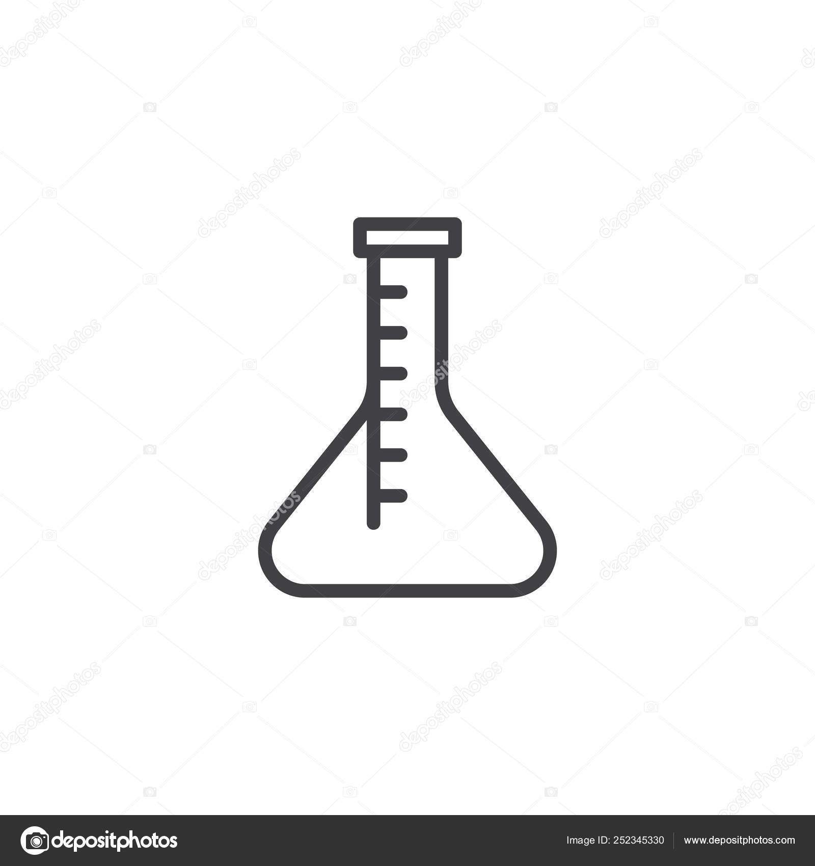 Chemical flask outline icon Stock Vector by ©avicons 252345330