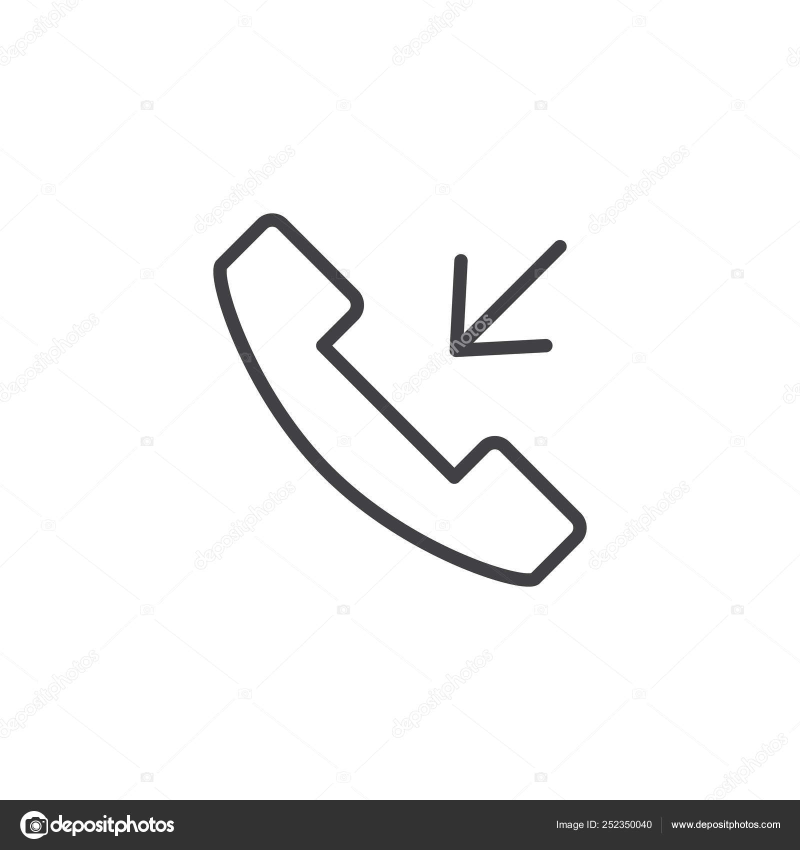 Icono de contorno de llamada entrante Vector de stock #252350040 de ...