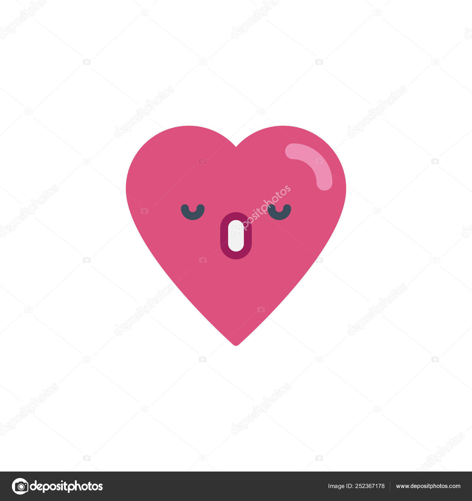 Dormant heart face character emoji flat icon Stock Vector Image by ...