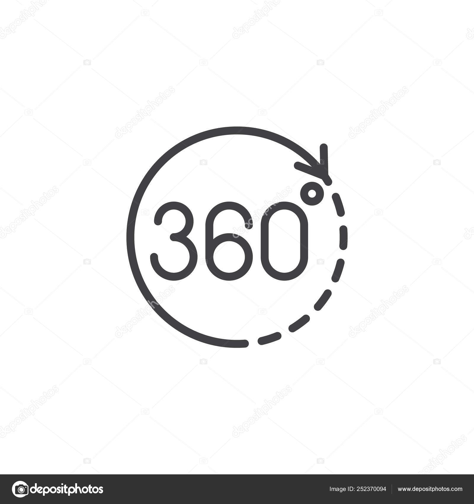 360 Degrees View outline icon Stock Vector by ©avicons 252370094