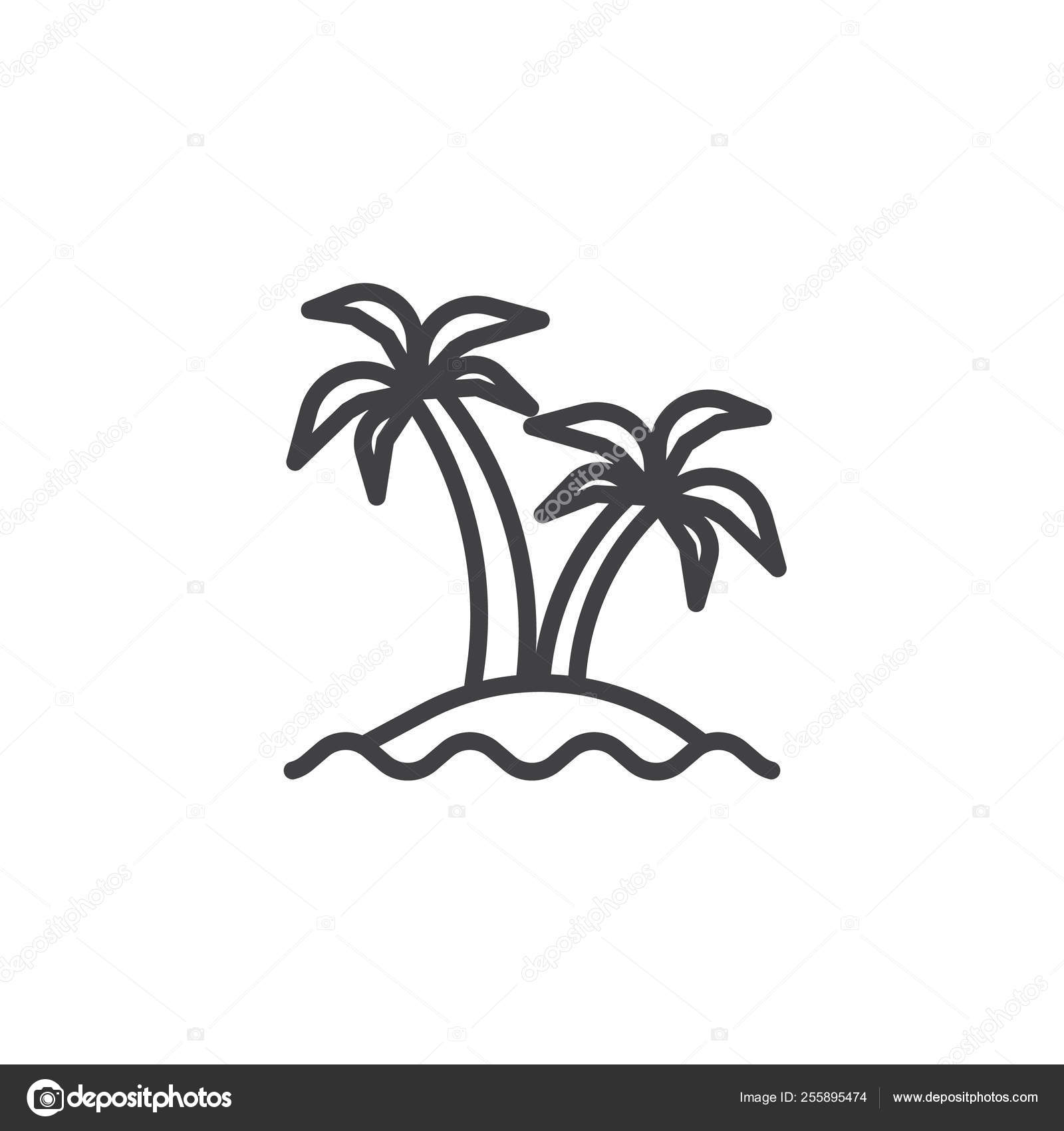 Palm trees island line icon Stock Vector by ©avicons 255895474