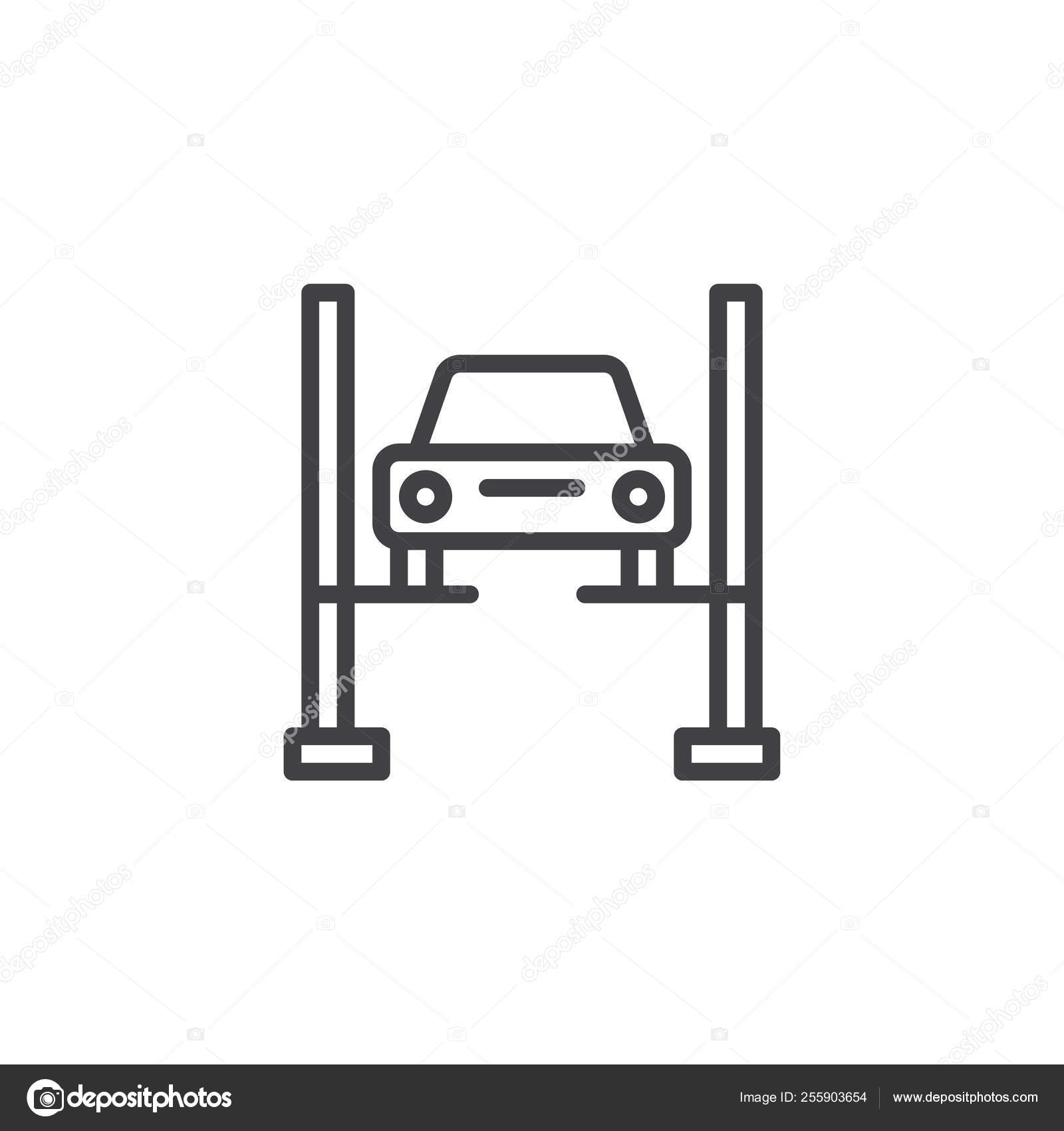 Hydraulic ramp with car line icon Stock Vector Image by ©avicons #255903654