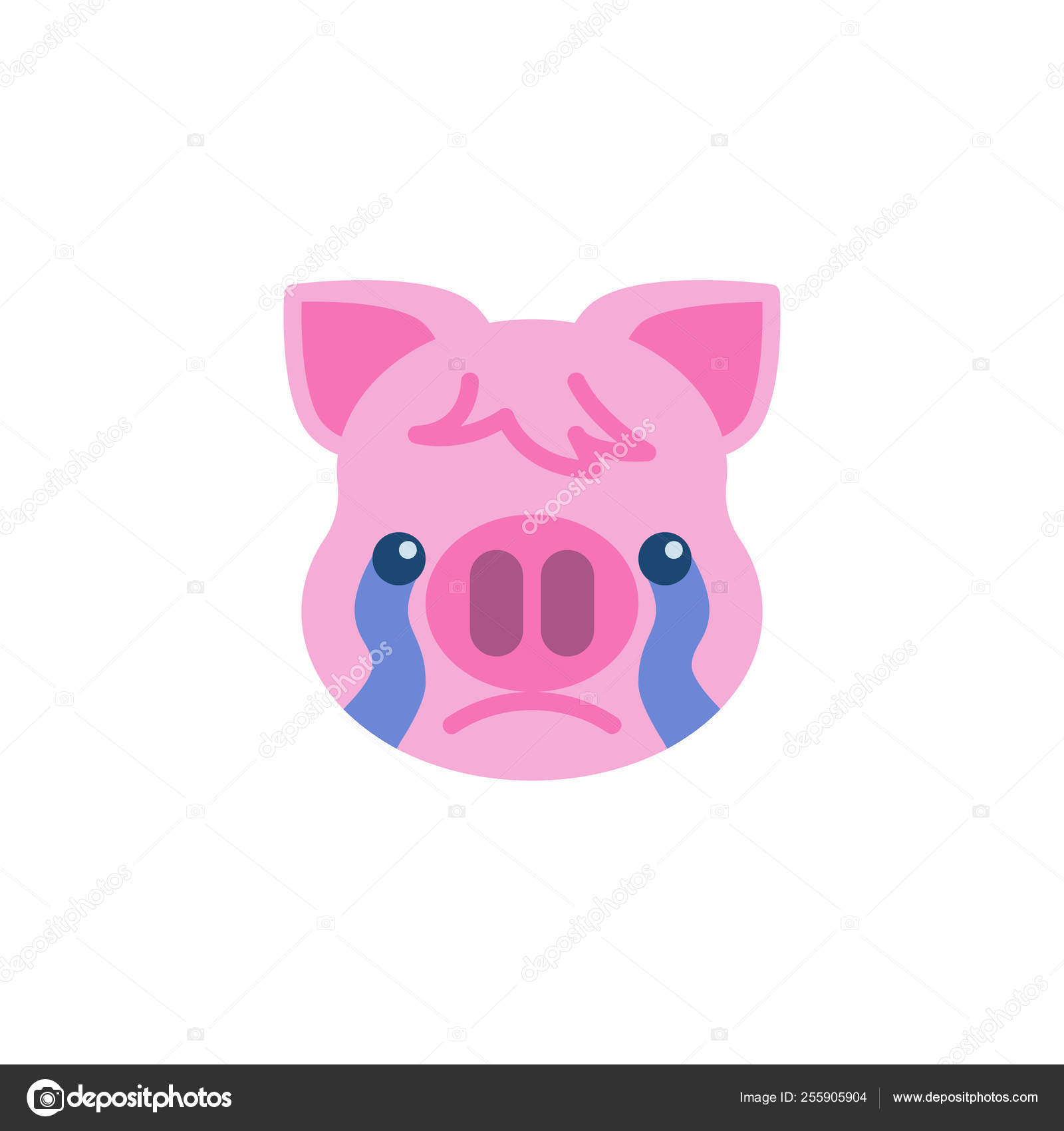 Loudly Crying Piggy Face Emoji flat icon Stock Vector by ©avicons 255905904