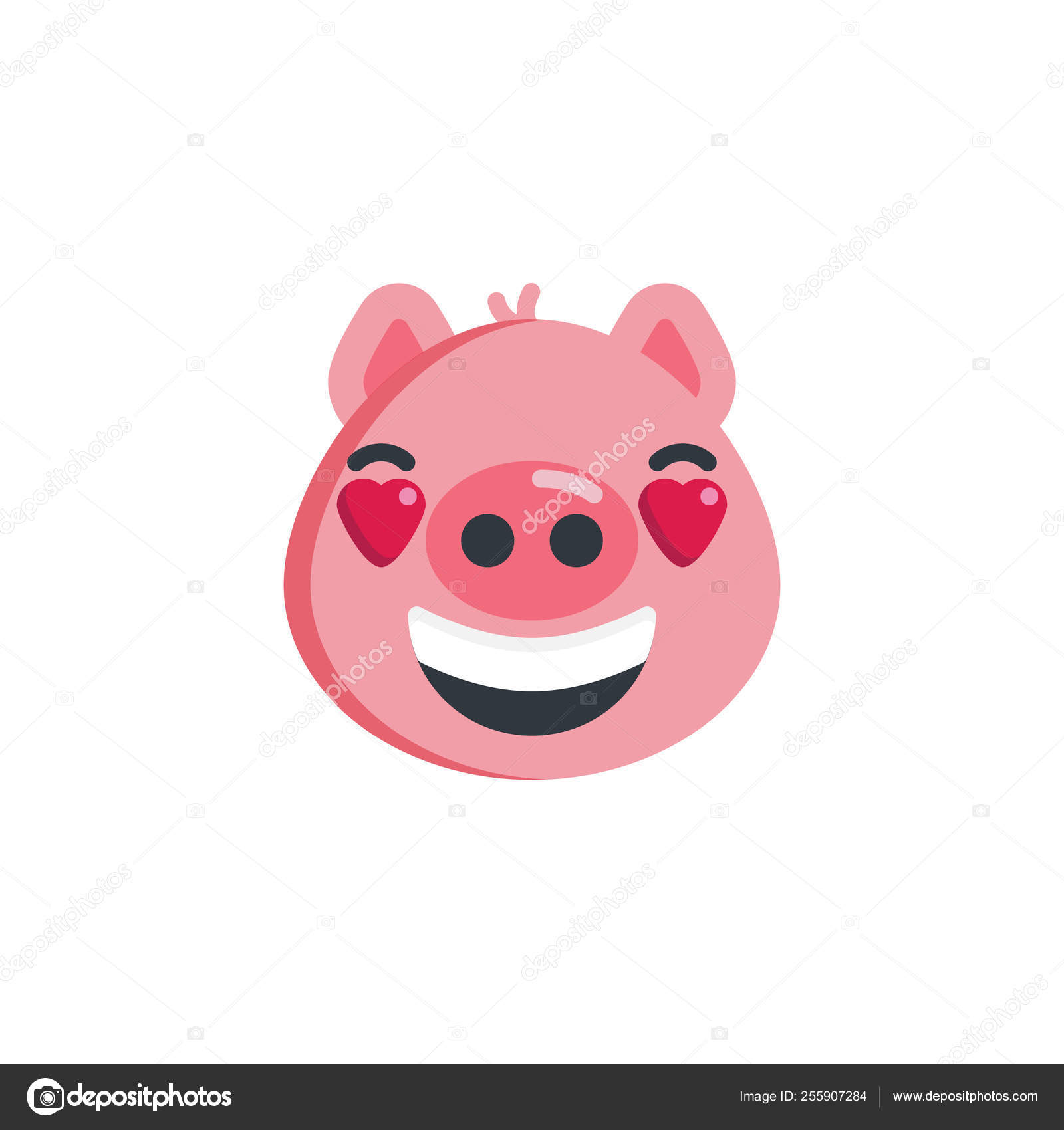 Smiling piggy face with heart eyes emoticon flat icon Stock Vector ...