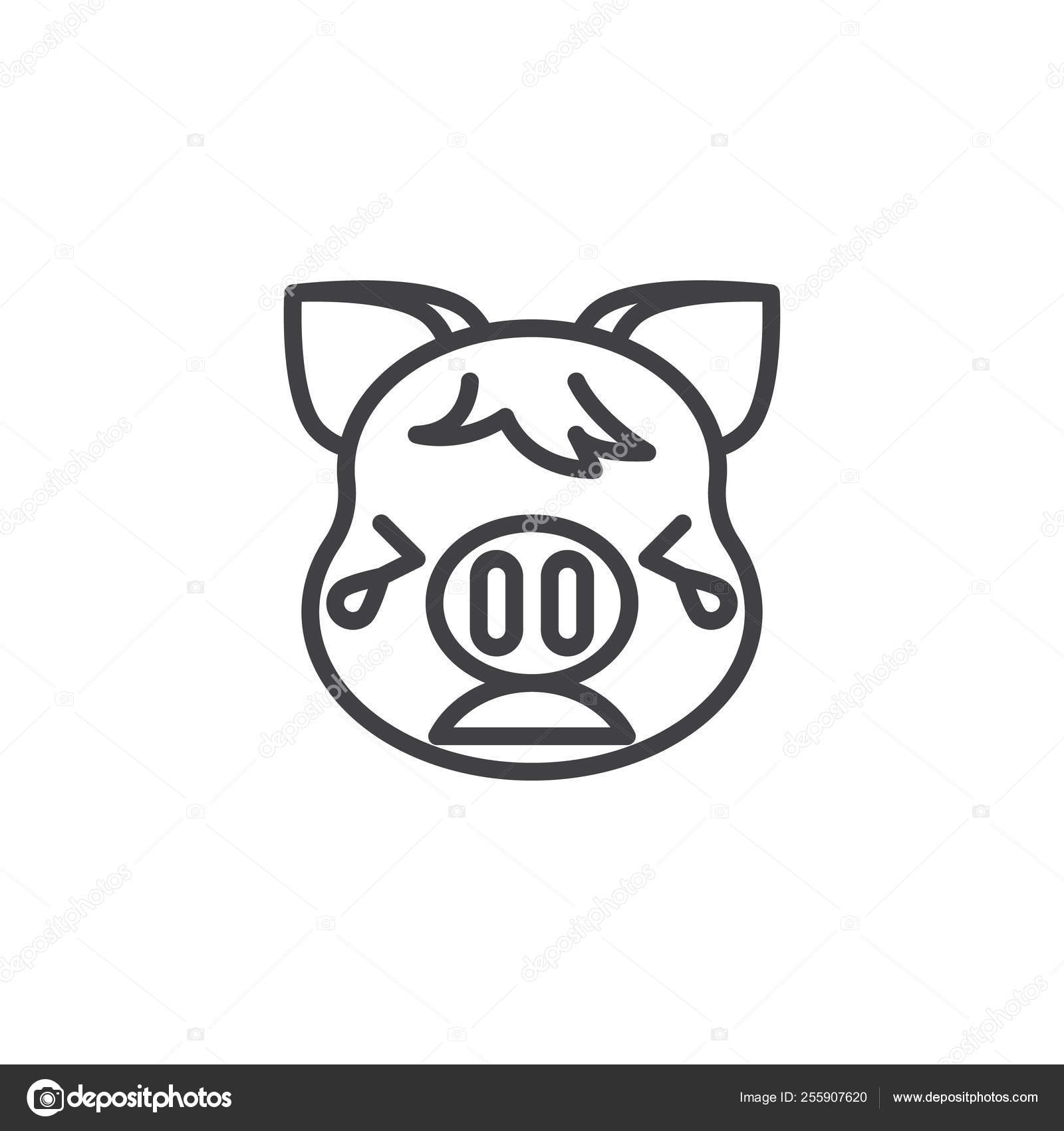 Crying Piggy Face Emoji line icon Stock Vector Image by ©avicons #255907620