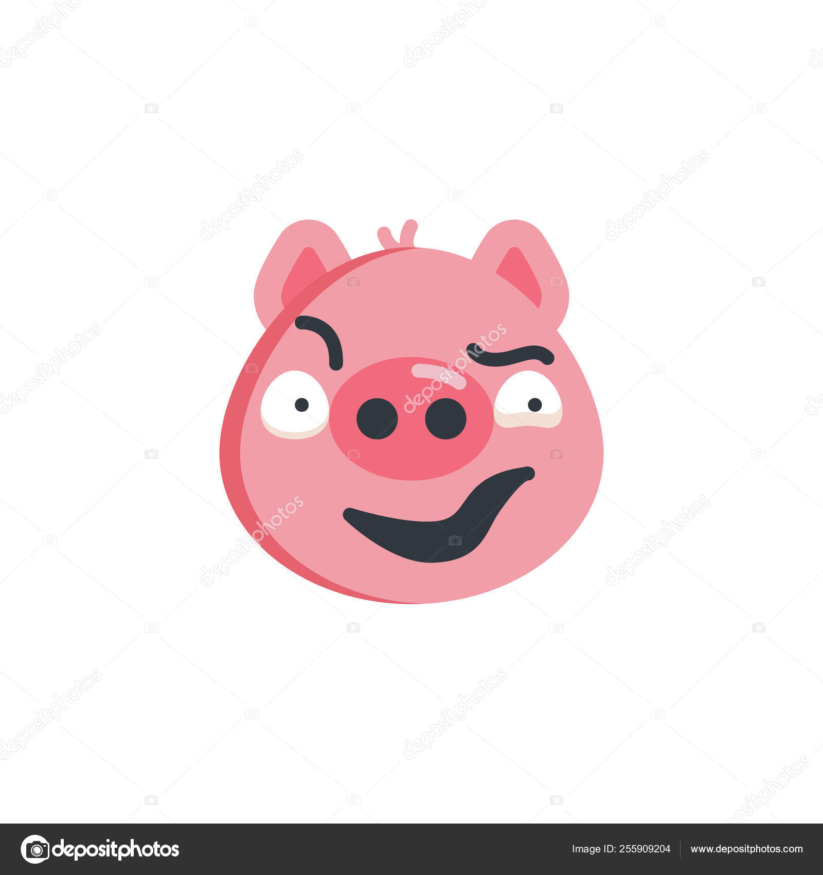 Piggy sly face emoticon flat icon Stock Illustration by ©avicons #255909204