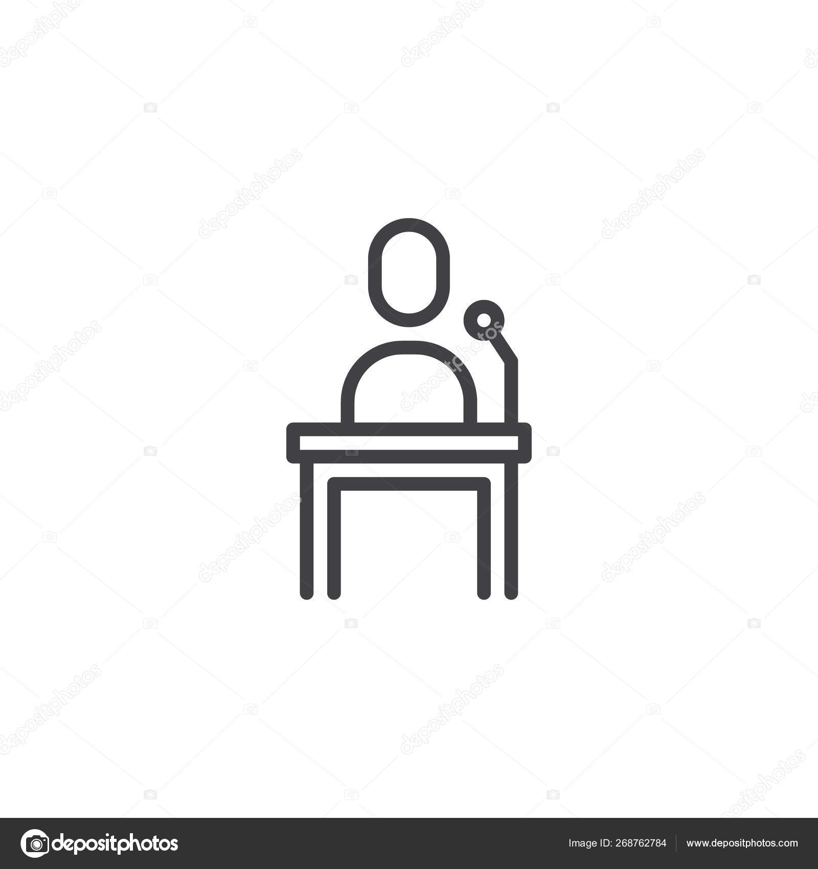 Man with microphone line icon Stock Vector Image by ©avicons #268762784