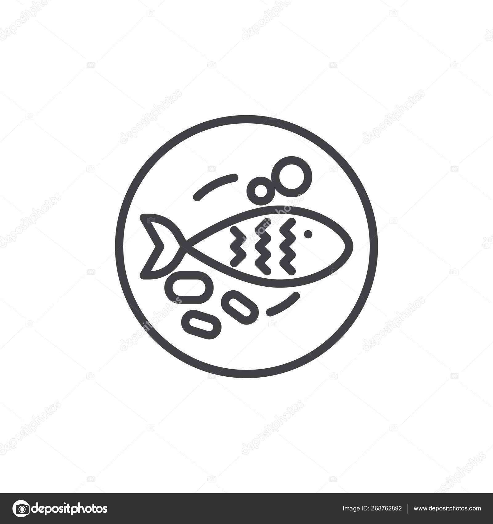 Fried fish top view line icon Stock Vector Image by ©avicons #268762892