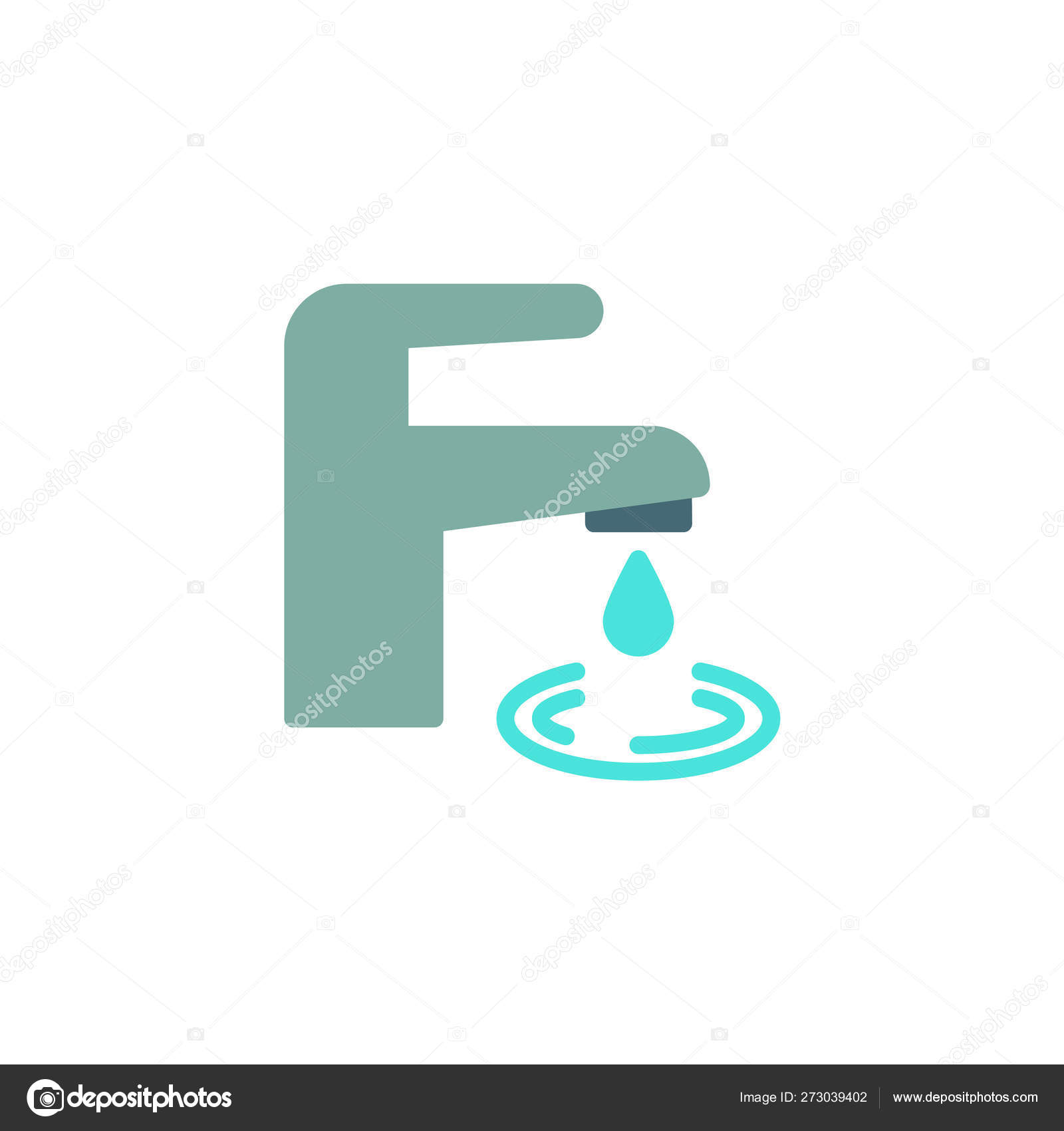Water tap with drop flat icon Stock Vector Image by ©avicons #273039402