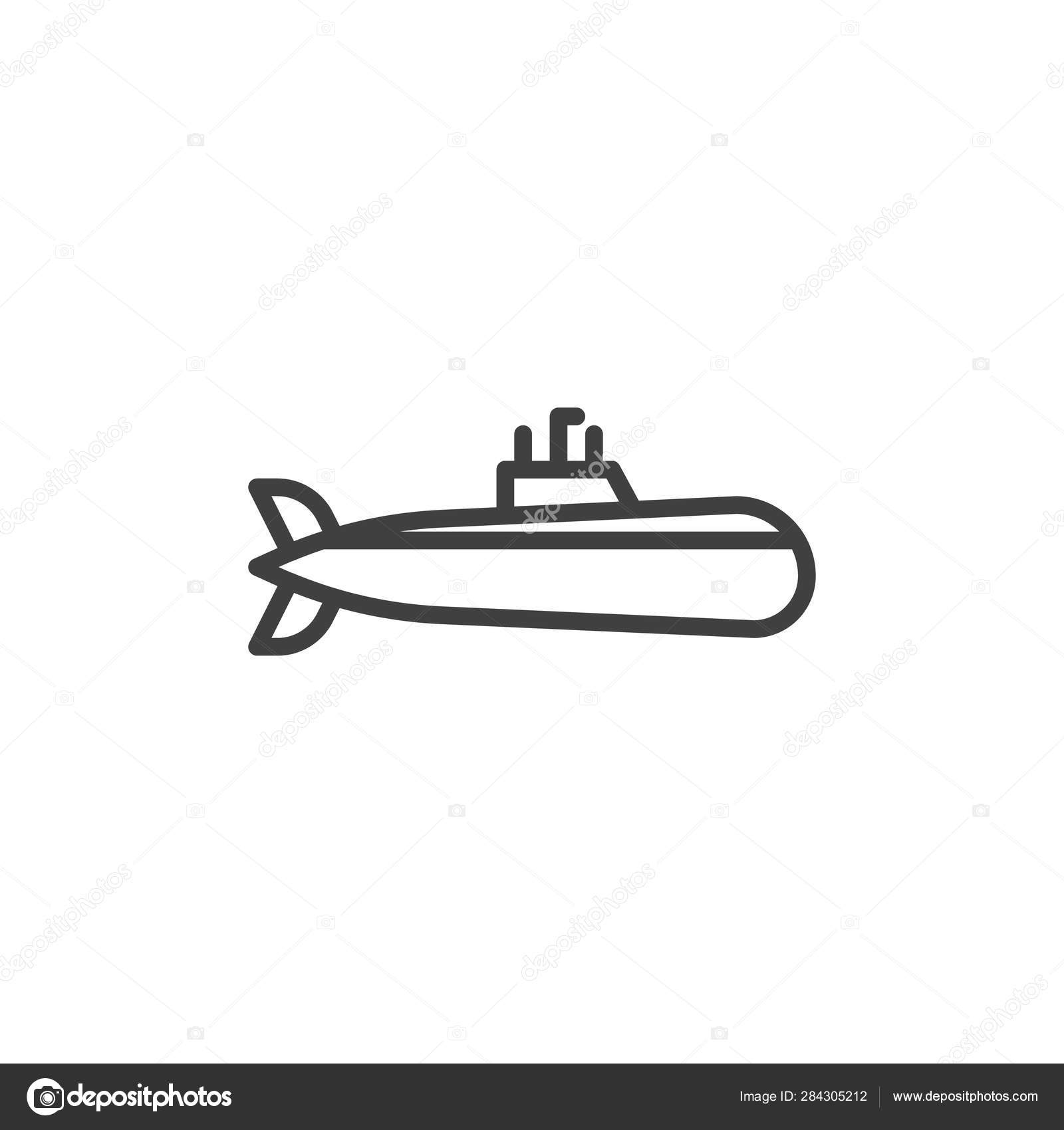 Military submarine line icon Stock Vector by ©avicons 284305212