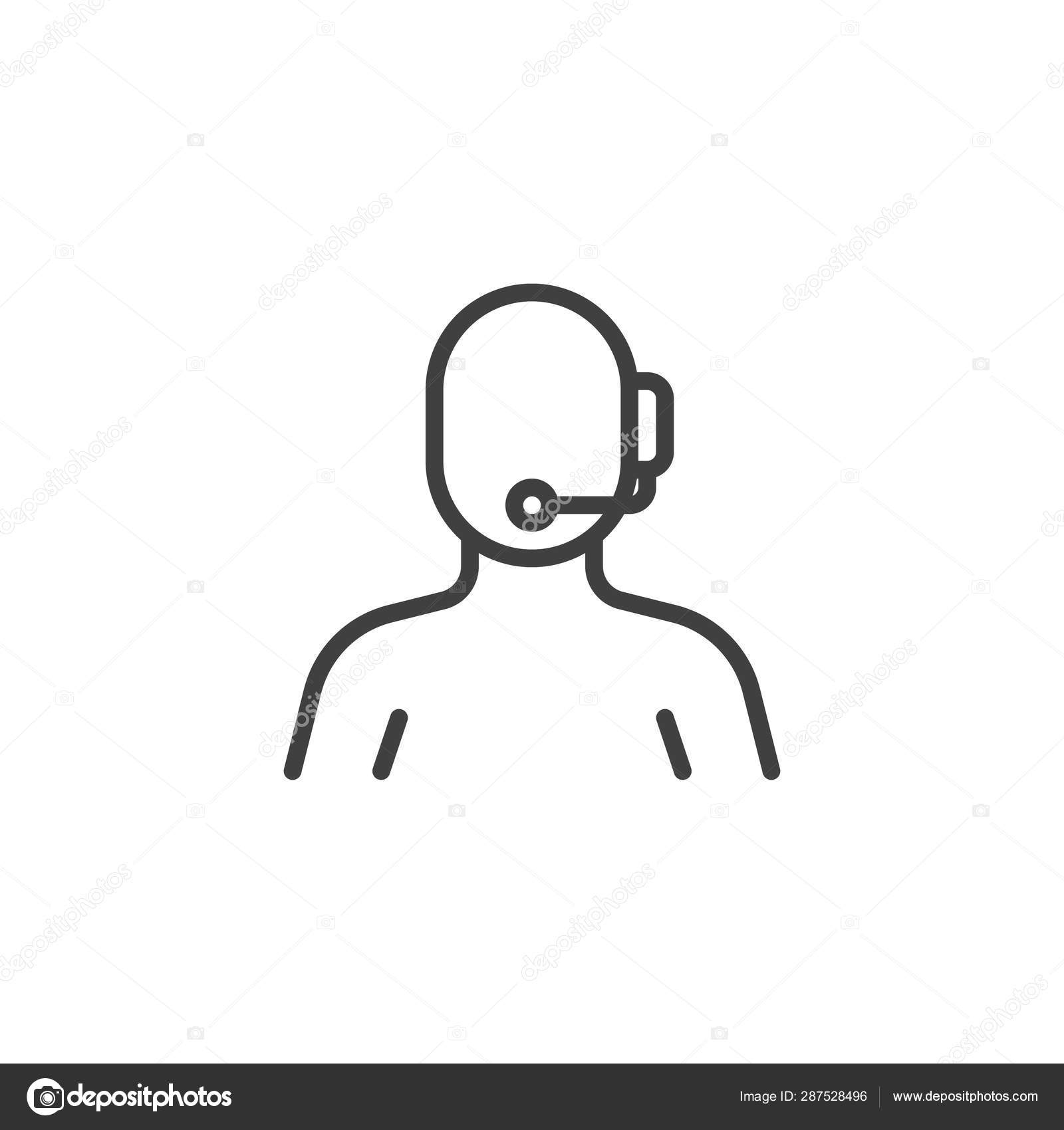 Call center operator with headset line icon Stock Vector Image by ...