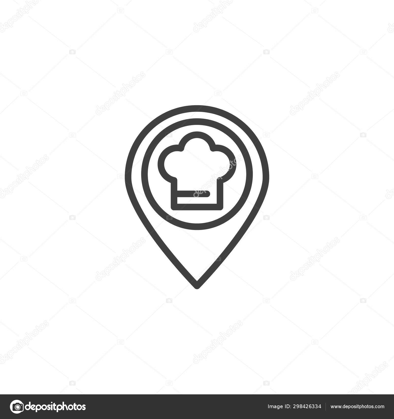 Restaurant map marker line icon Stock Vector by ©avicons 298426334