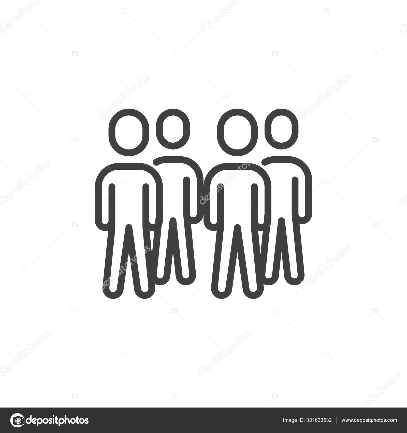Group of four people line icon Stock Vector Image by ©avicons #301633532