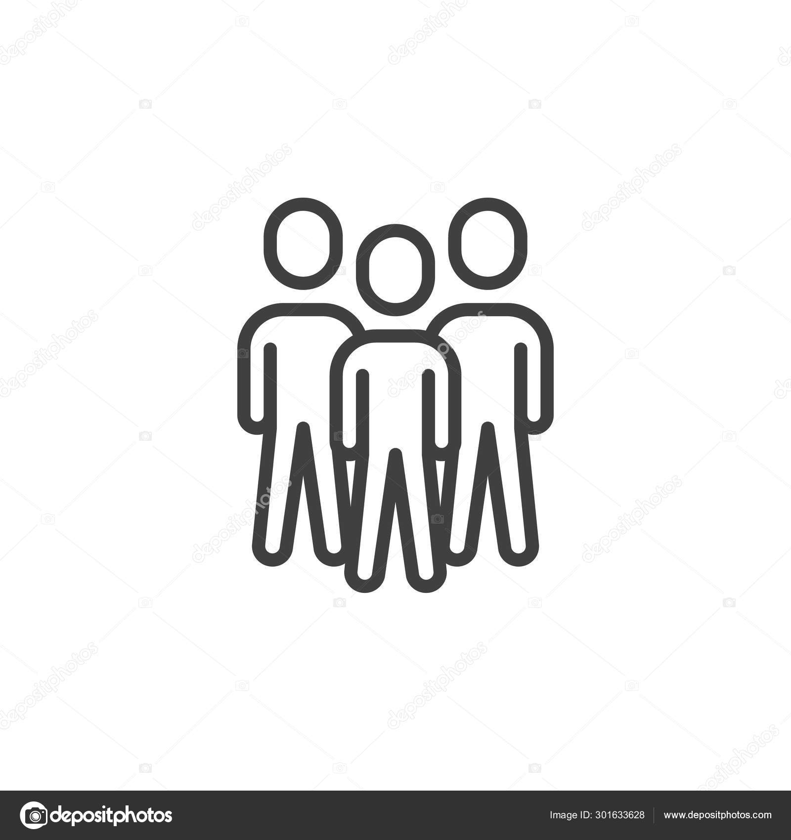 Group of three people line icon Stock Vector Image by ©avicons #301633628
