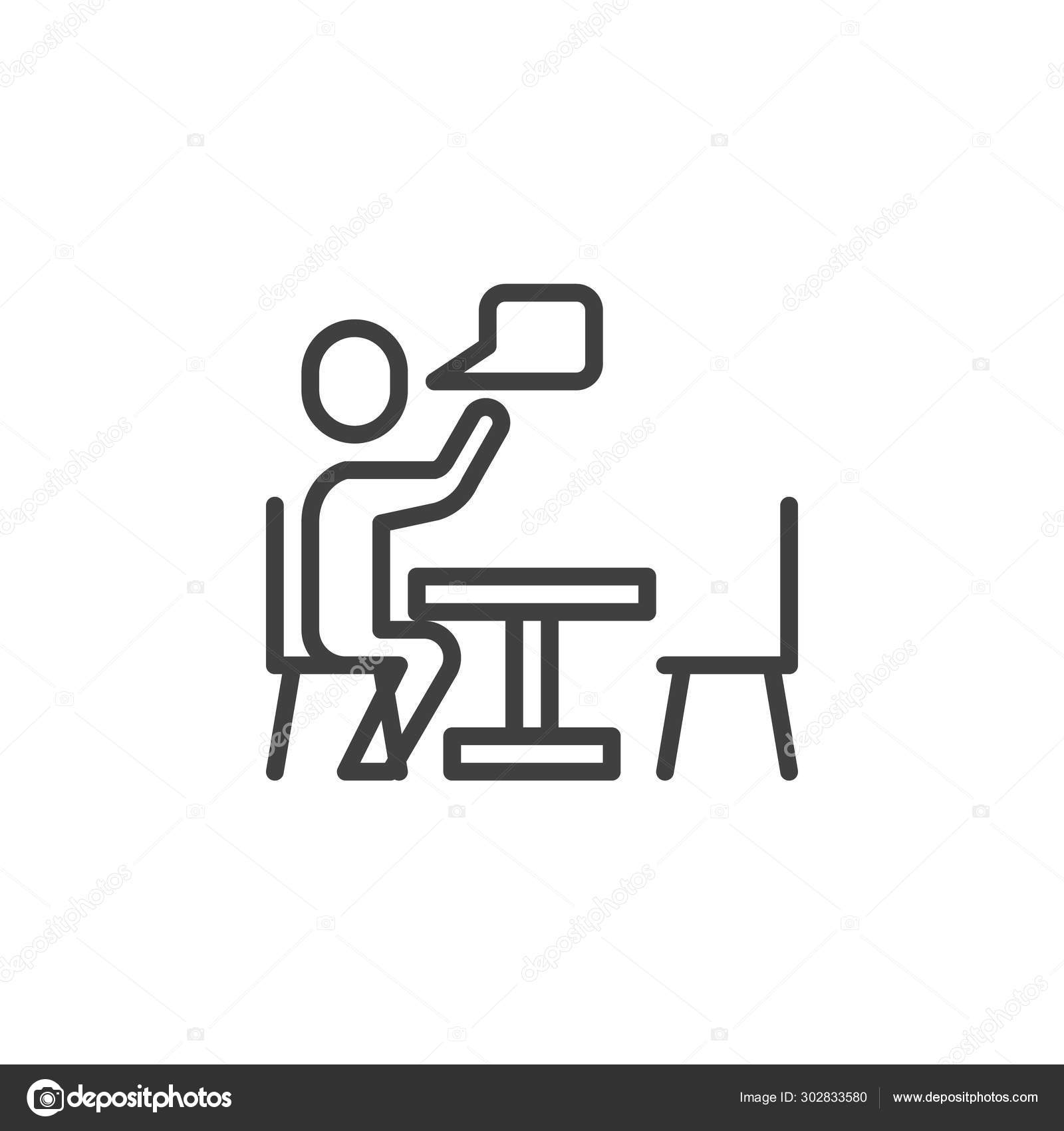 Talking man at table line icon Stock Vector Image by ©avicons #302833580