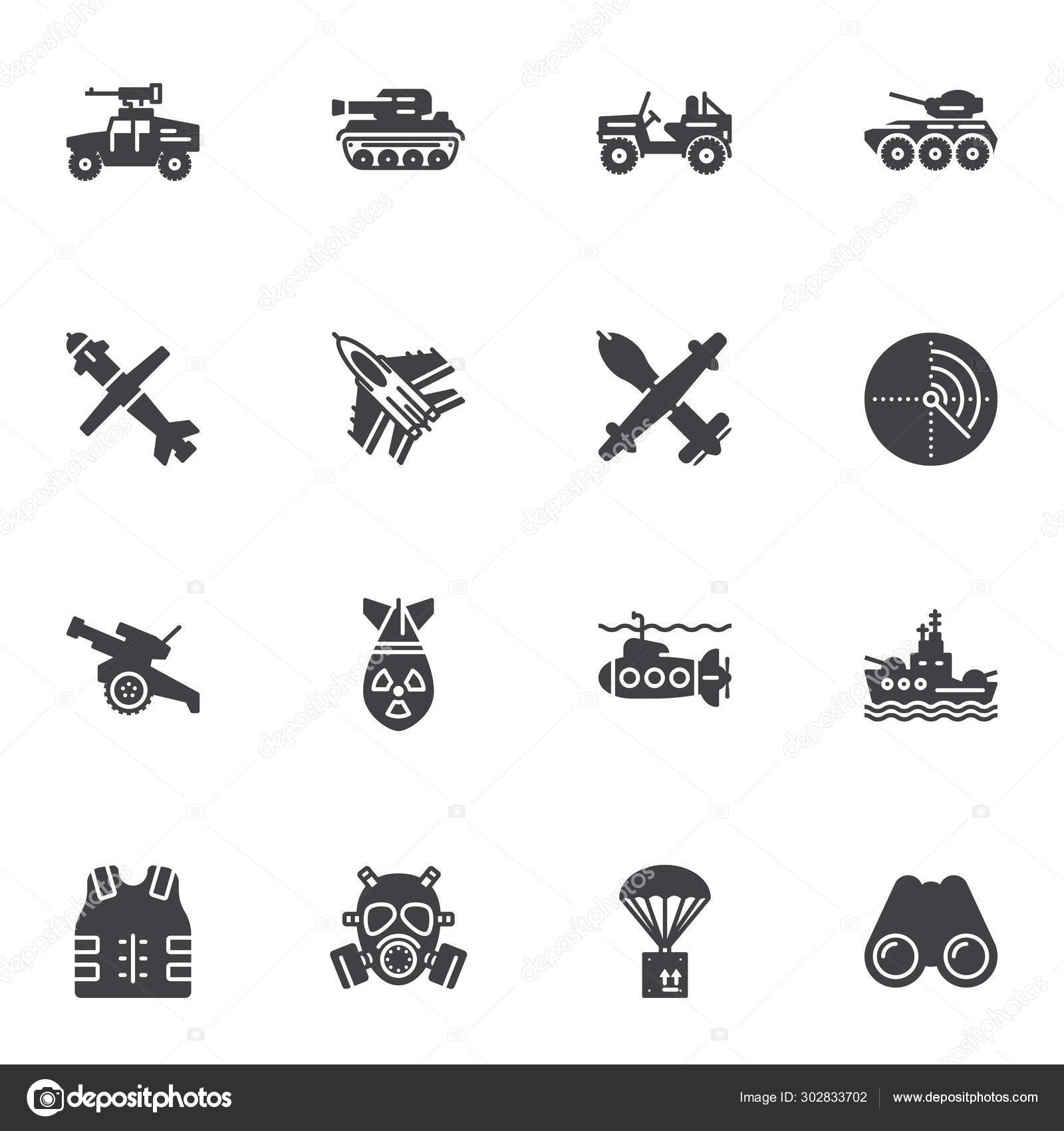 Military equipment vector icons set Stock Vector Image by ©avicons ...