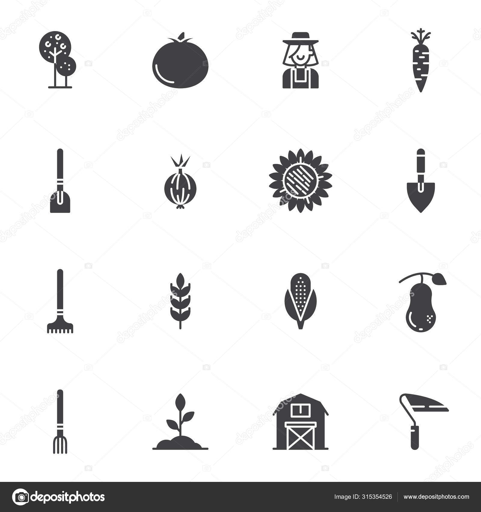 Agriculture harvest vector icons set Stock Vector by ©avicons 315354526