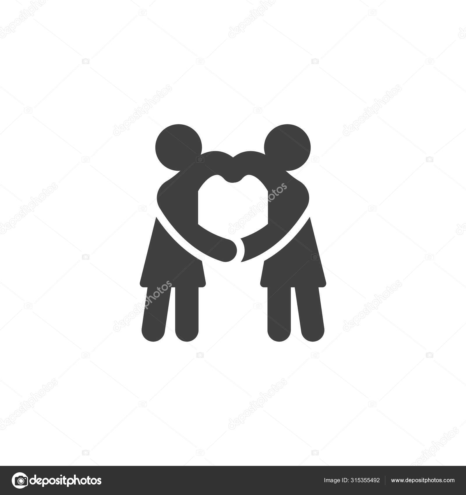 Couple girlfriends making heart with hands vector icon Stock Vector by ...