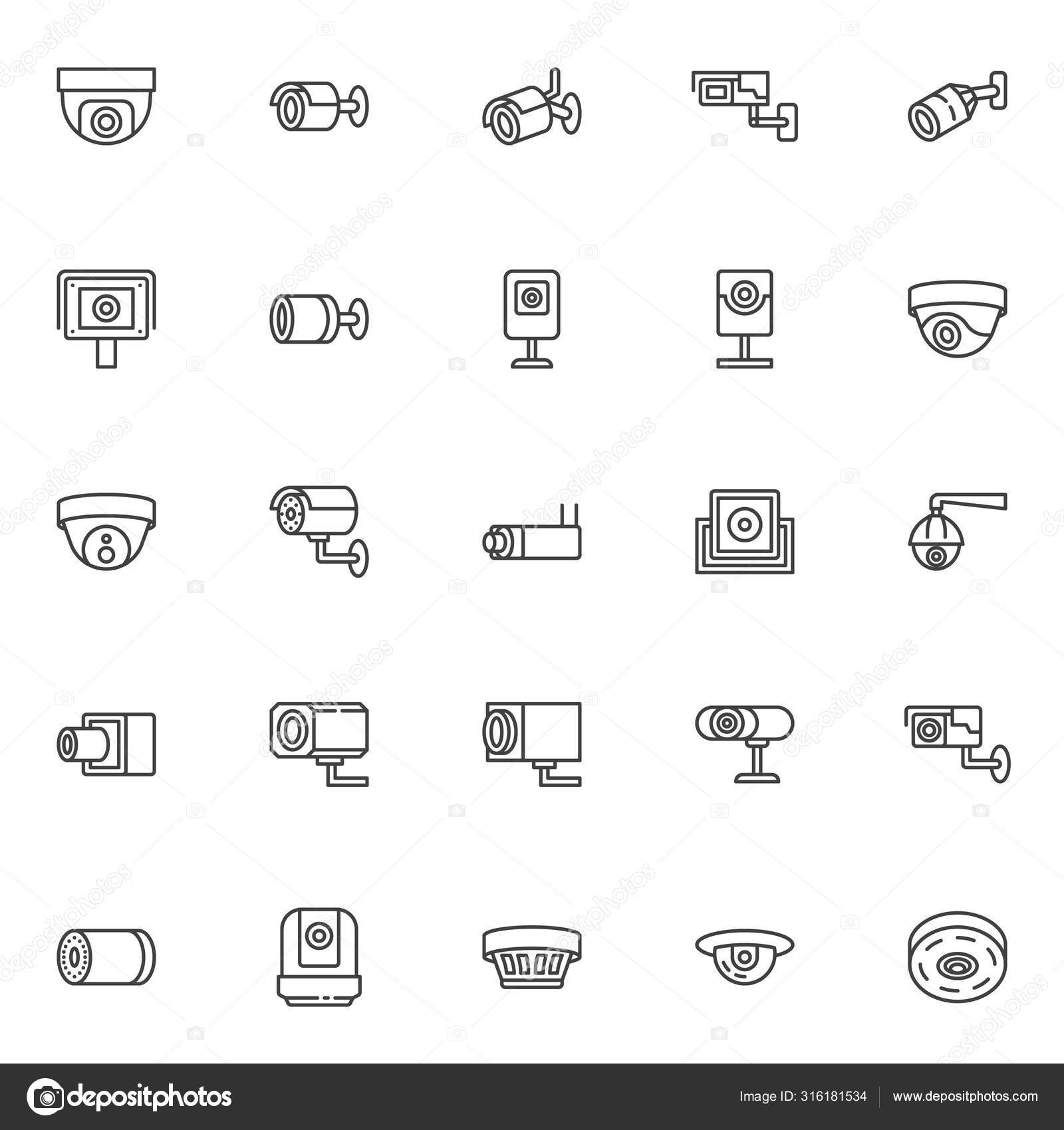 CCTV camera line icons set Stock Vector by ©avicons 316181534