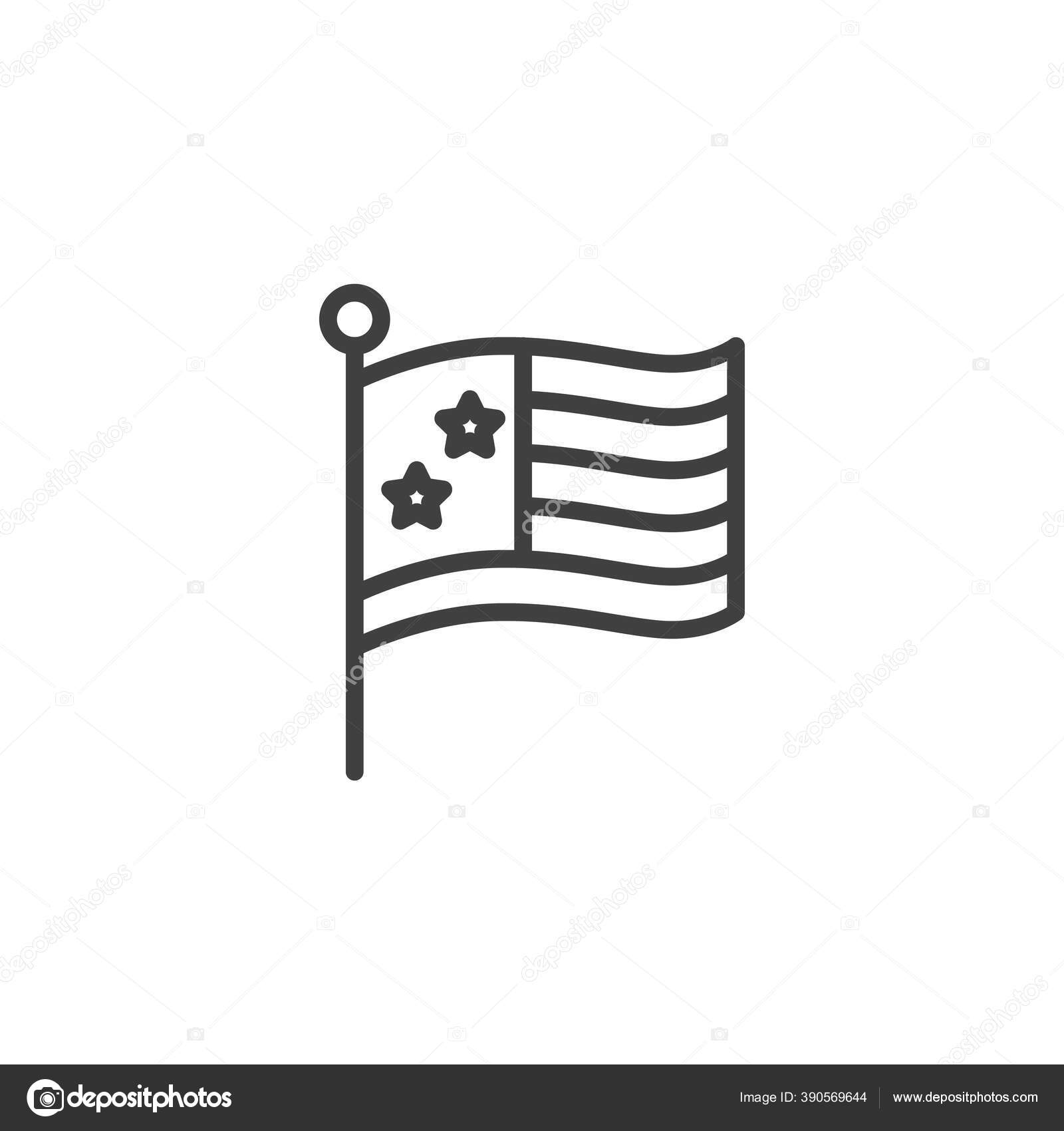Usa Flag Line Icon Linear Style Sign Mobile Concept Web Stock Vector by ...