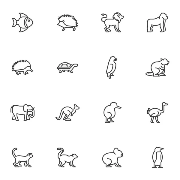 Animals side view line icons set Stock Vector by ©avicons 255897274