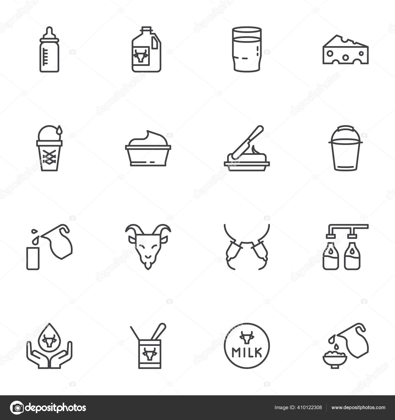 Dairy product line icons set Stock Vector Image by ©avicons #410122308