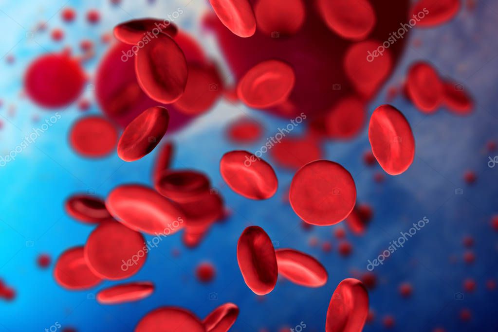 3d ilustración de eritrocitos de glóbulos rojos de cerca bajo un ...