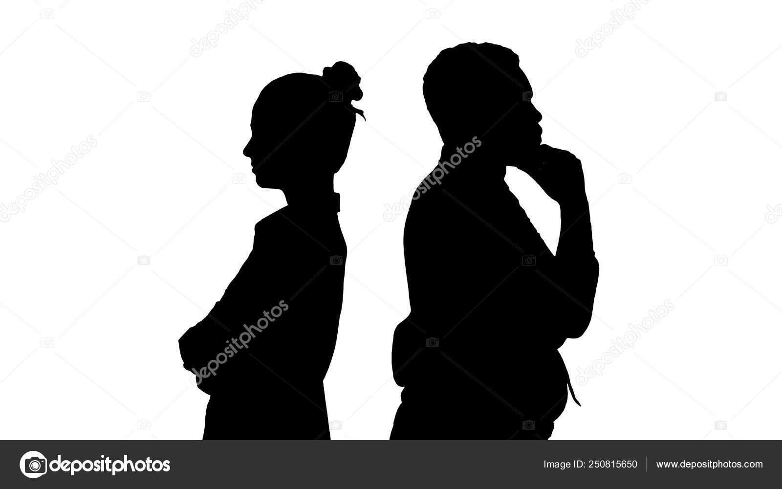 Two Girls Silhouette Back To Back