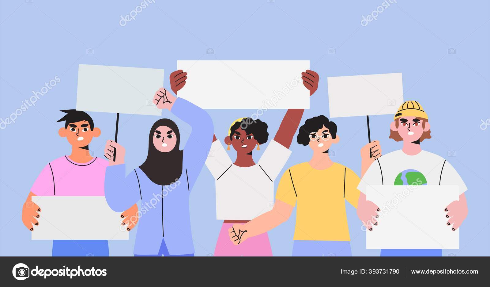 Diverse Multicultural Multiethnic Group People Holding Signs Banners ...