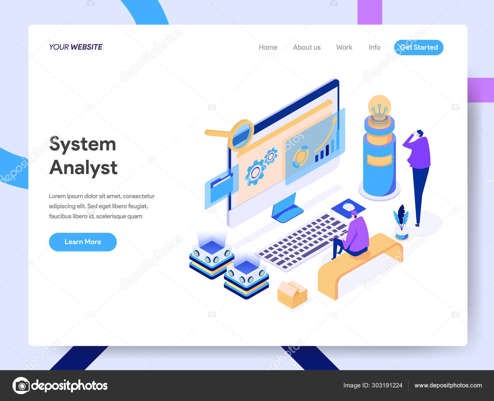 Landing page template of Data Analyst Isometric Illustration Con Stock ...